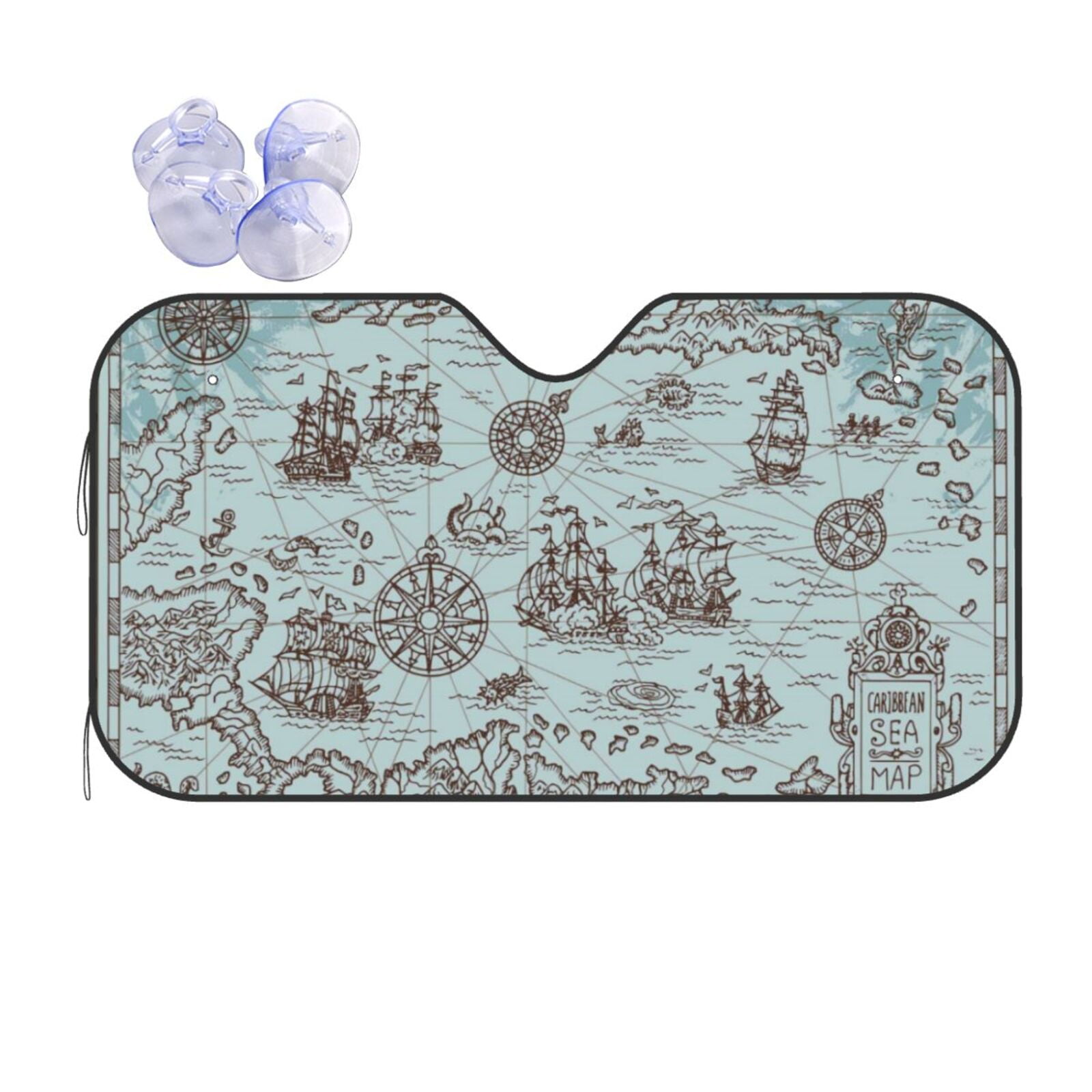 Bingfone Pirate Adventure Map Car Windshield Sun Shade Protector Keep ...