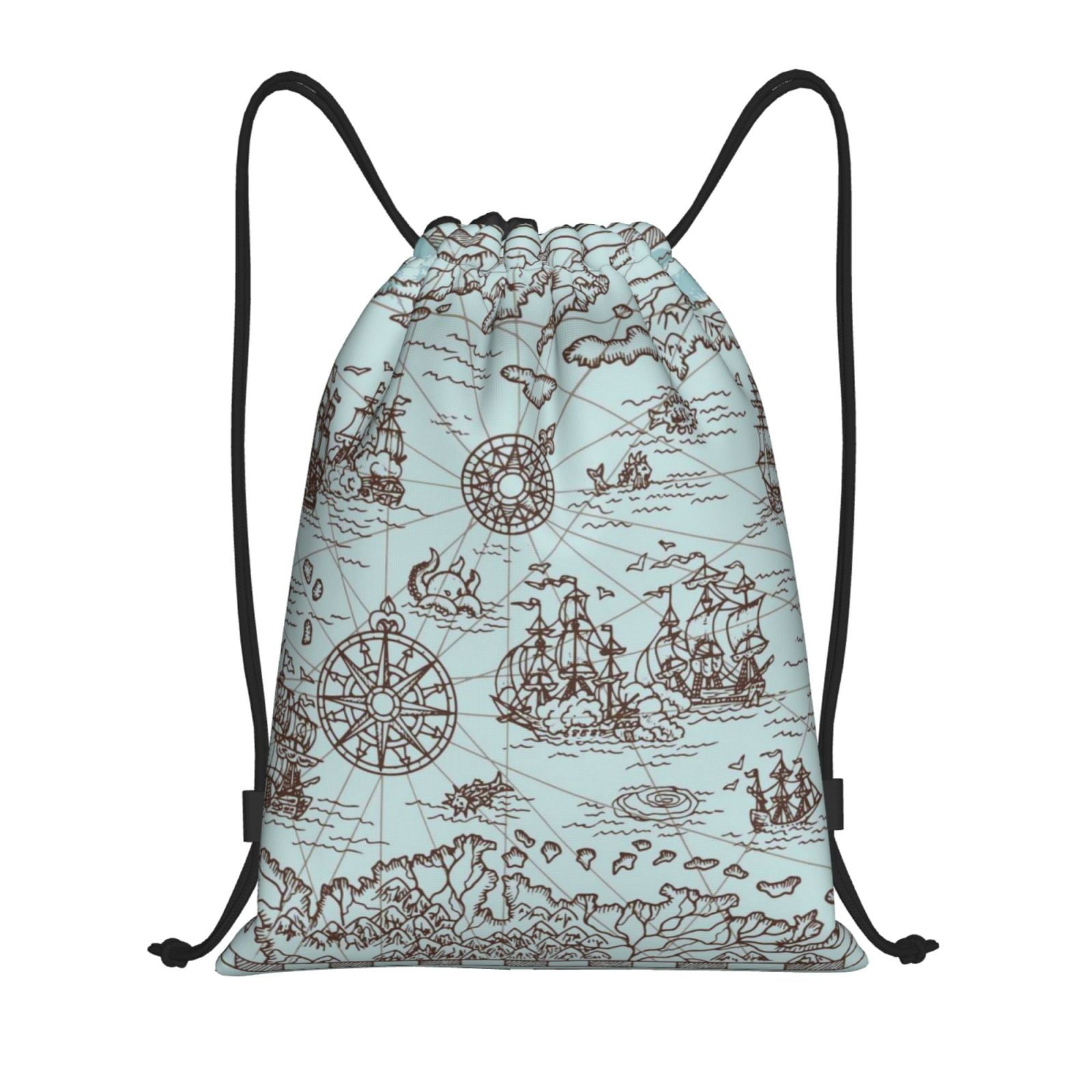 Bingfone Pirate Adventure Map Drawstrings Backpacks Bags For Men Women ...