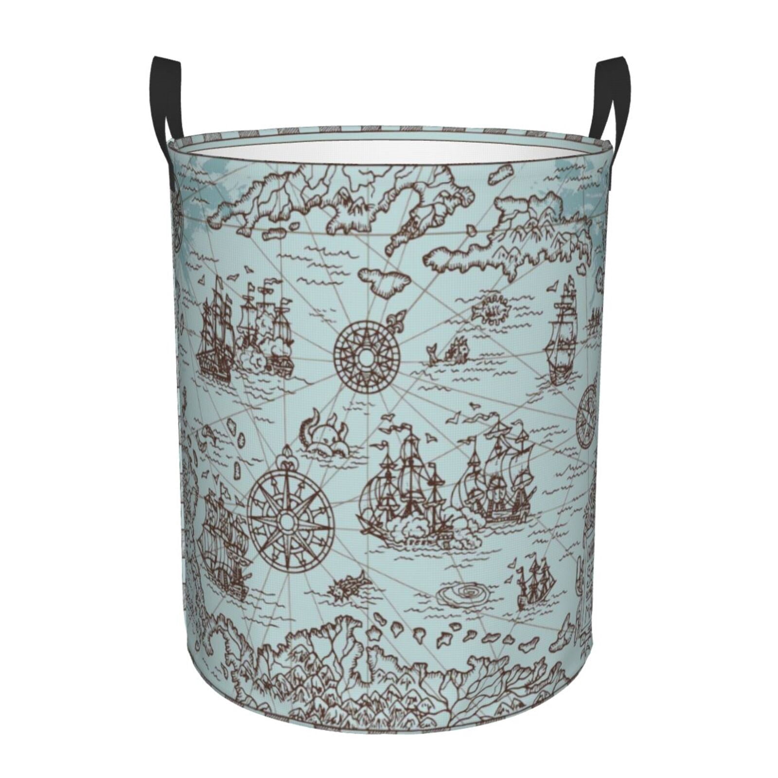 Bingfone Pirate Adventure Map Waterproof Foldable Laundry Hamper Bucket ...