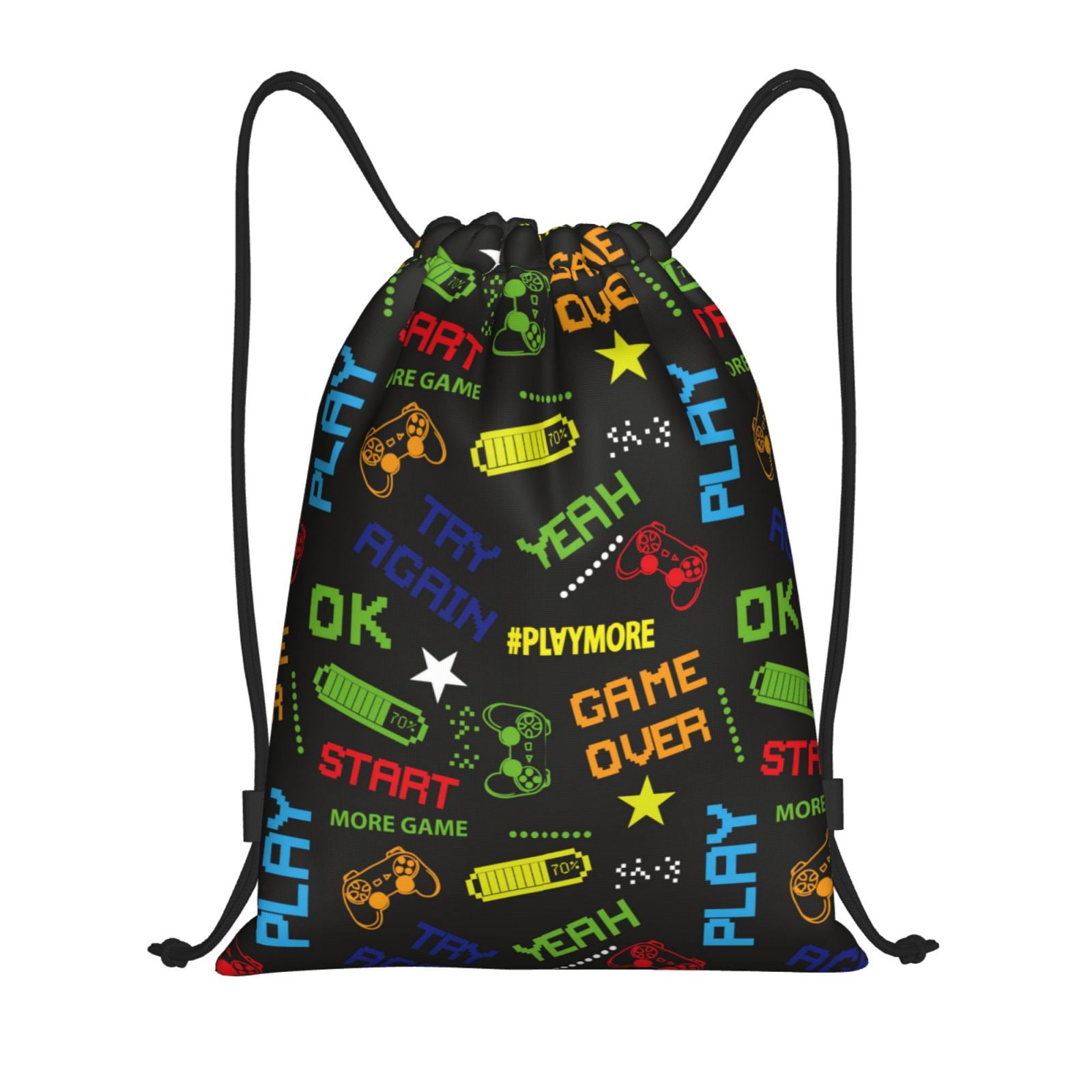 Bingfone Pixel Game Drawstrings Backpacks Bags for Men Women Gym ...