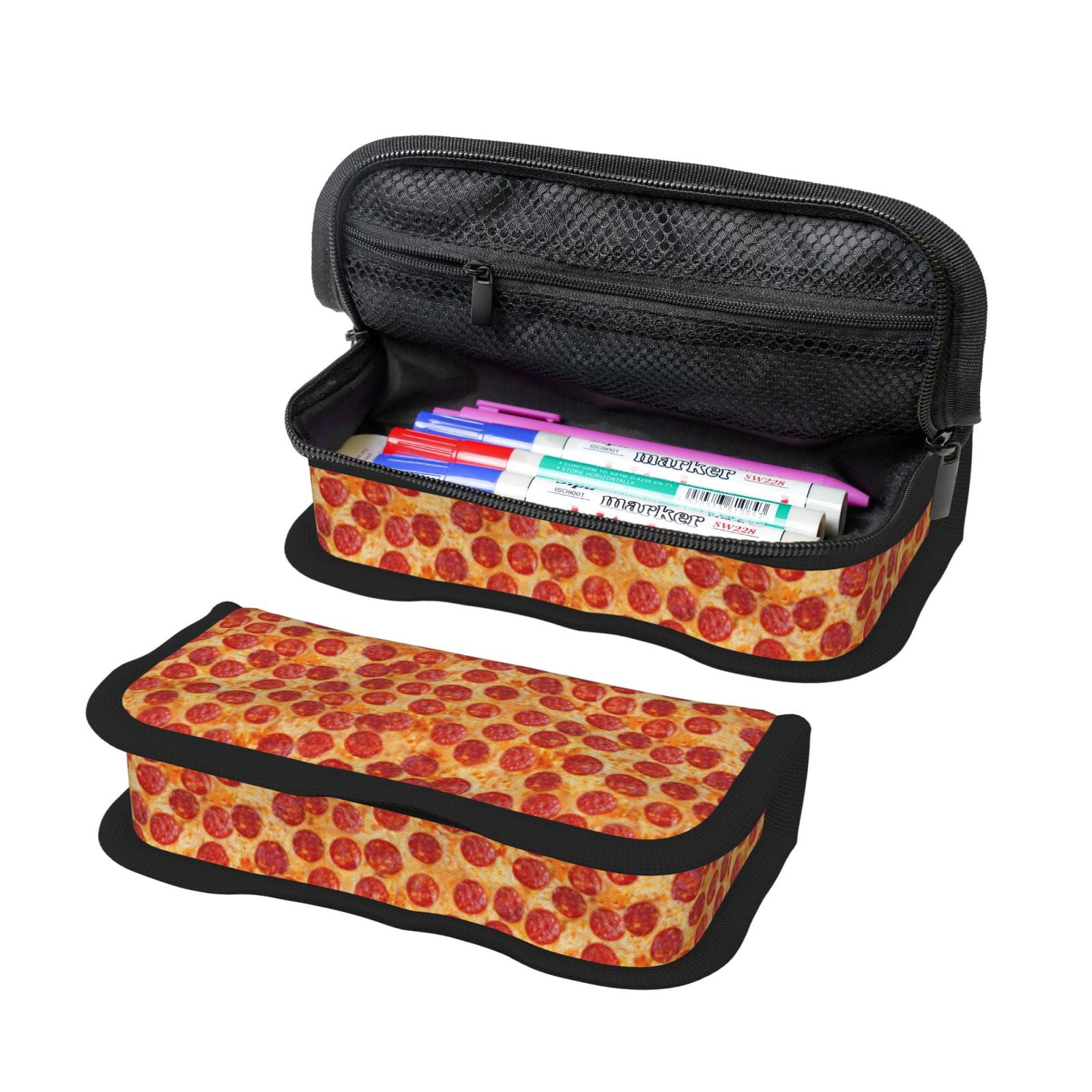 Bingfone Pizza Print Pencil Case Large Capacity Pencil Pouch Pen Bag ...