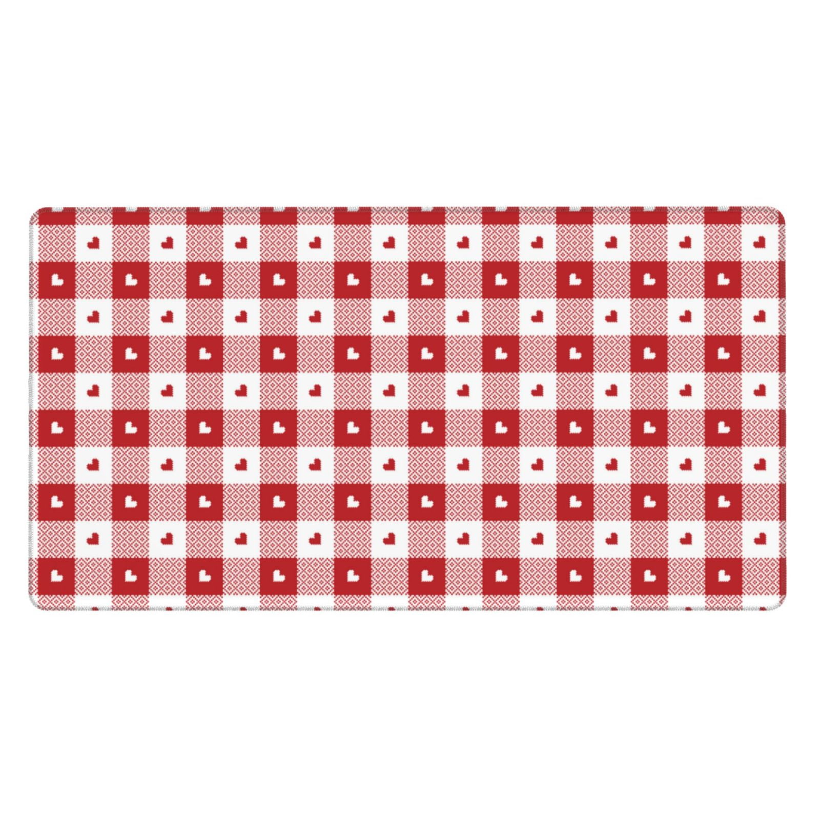 Bingfone Plaid Heart Large Gaming Mouse Pad,Extended Desk Mousepad with ...