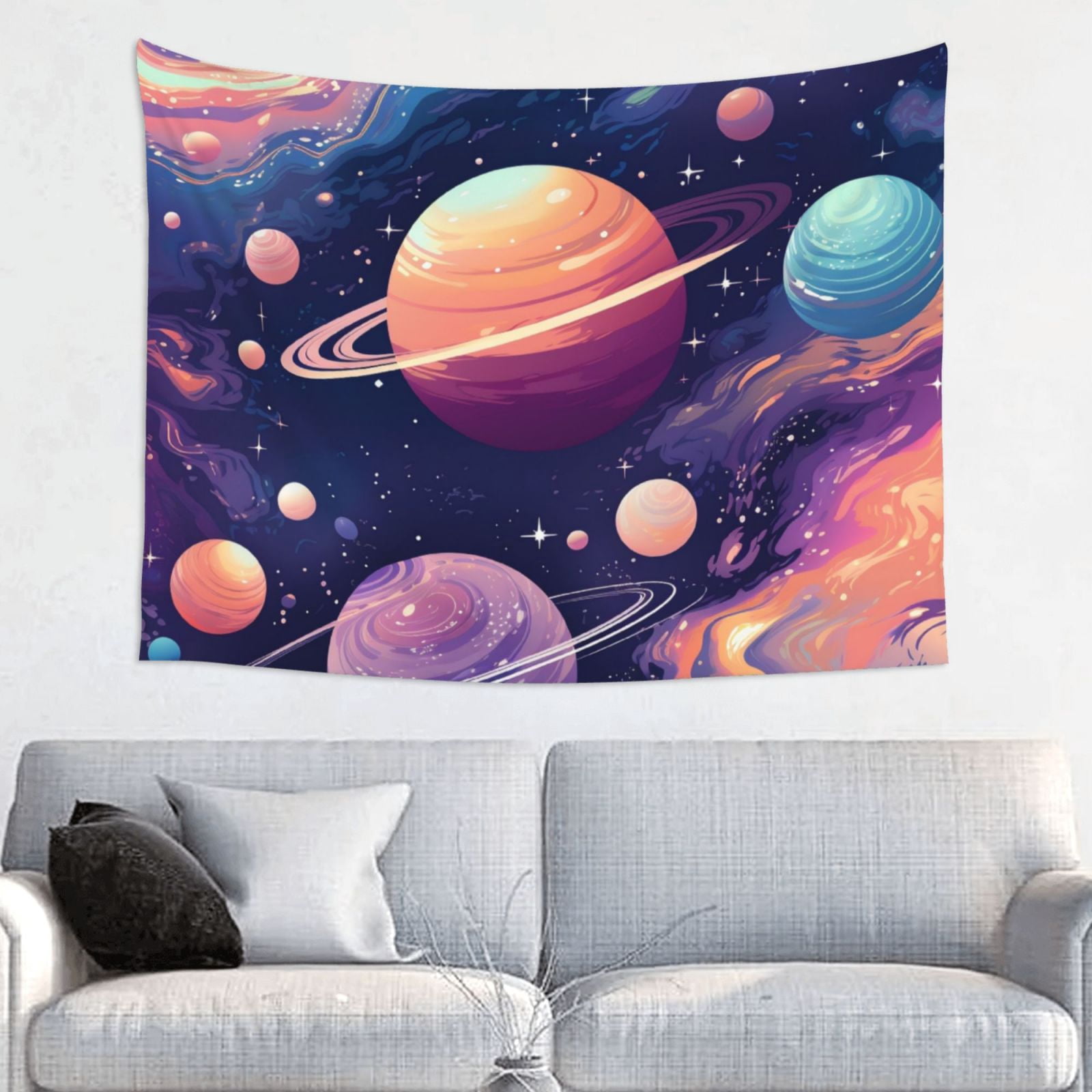 Bingfone Planet Pastel Galaxy Tapestry Wall Hanging Decor for Living ...