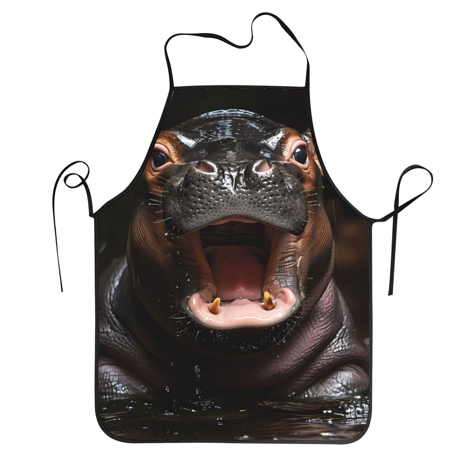 Bingfone Playful Baby Hippo Splash for Tie-up Apron, Unisex Waterproof ...