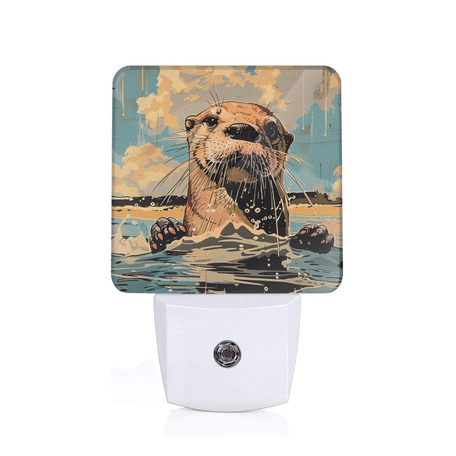 Bingfone Playful Otter Tropical Beach Print Night Lights Plug into Wall ...