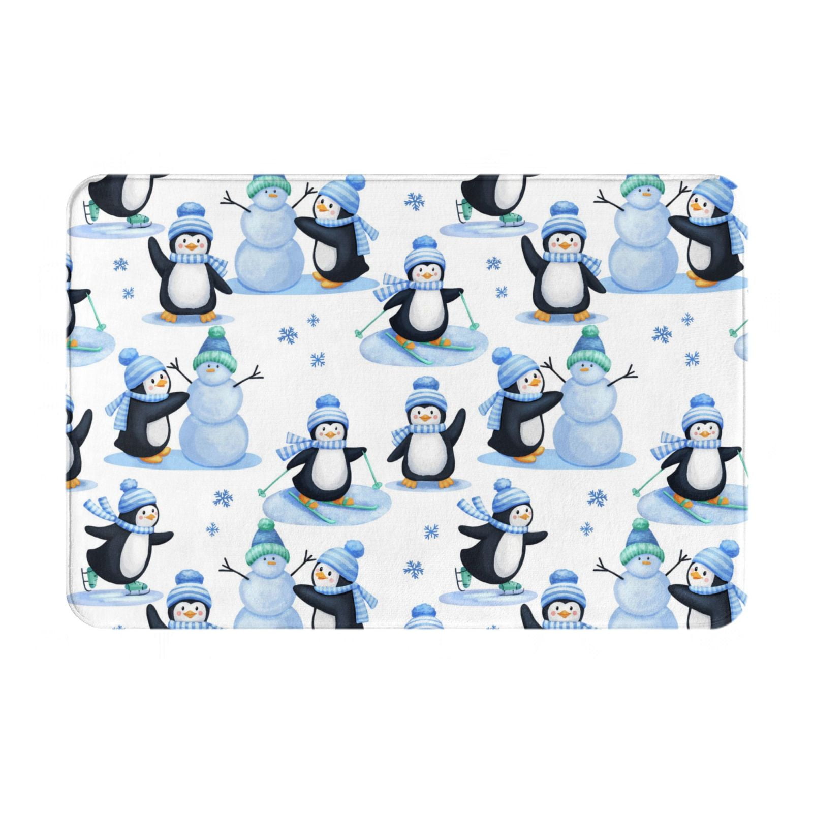 Bingfone Playful Penguins and Snowmen Door Mat 16"x24" Front Entrance ...
