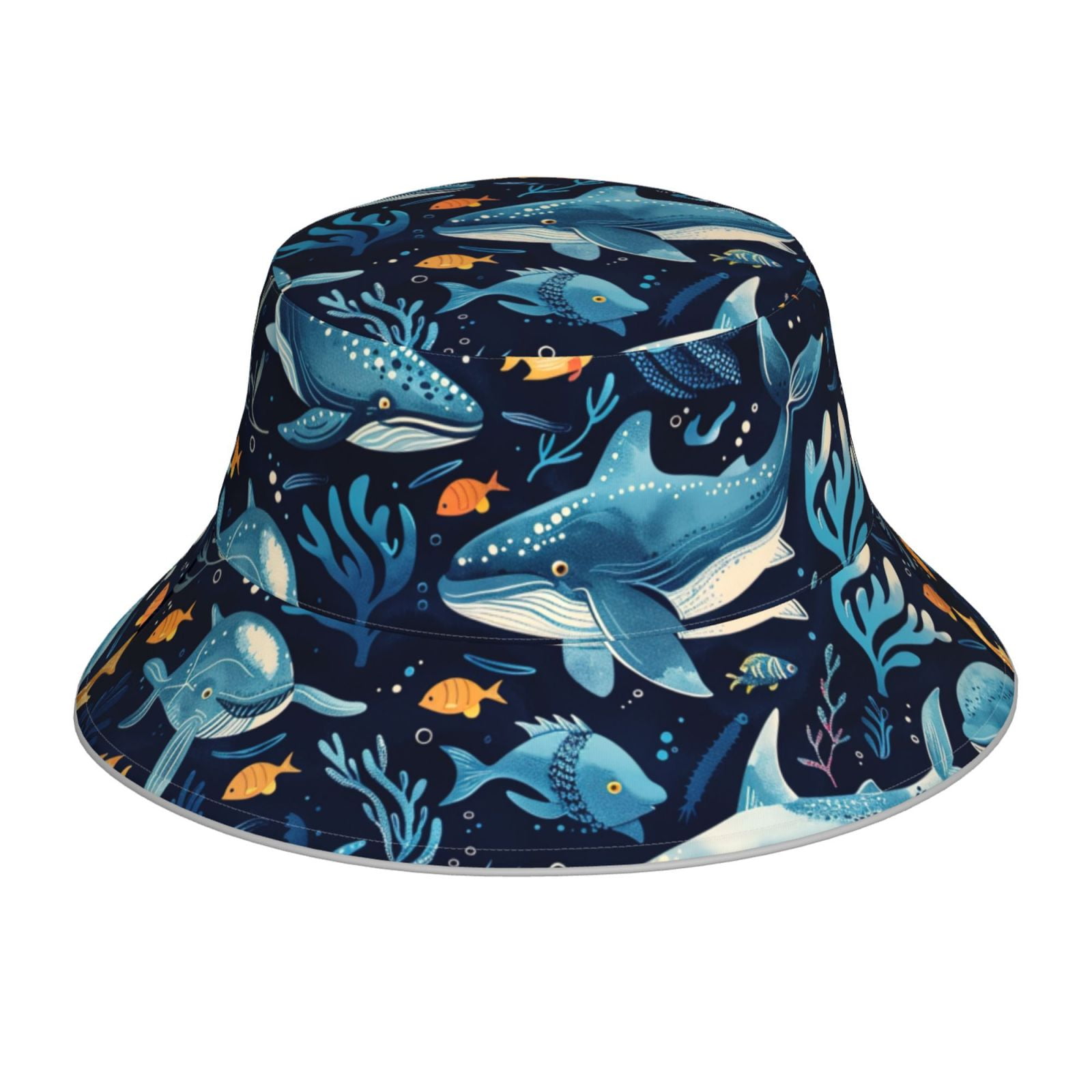 Bingfone Playful Whales Underwater Scene Bucket Hat for Men Women ...