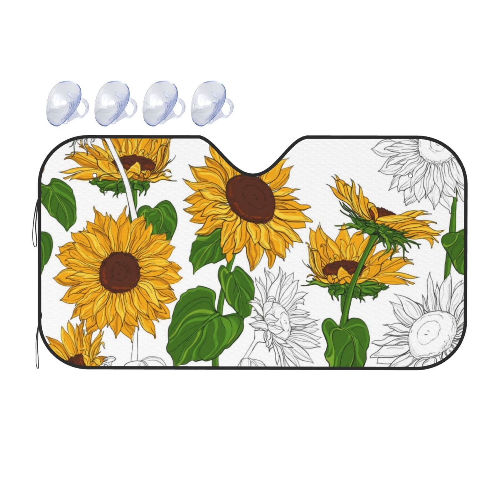 Bingfone Plump Sunflower And Sketch Car Windshield Sunshade,Sun ...