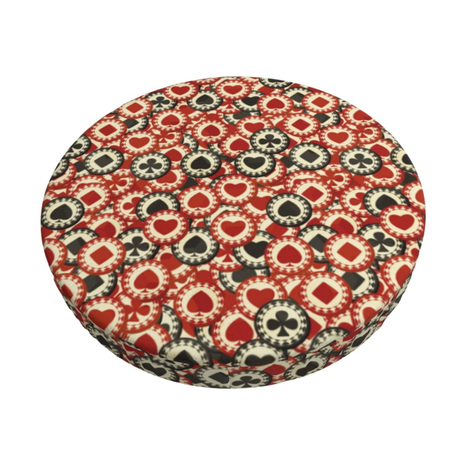 Bingfone Poker Chips Padded Round Bar Stool Cover Cushion with Elastic ...