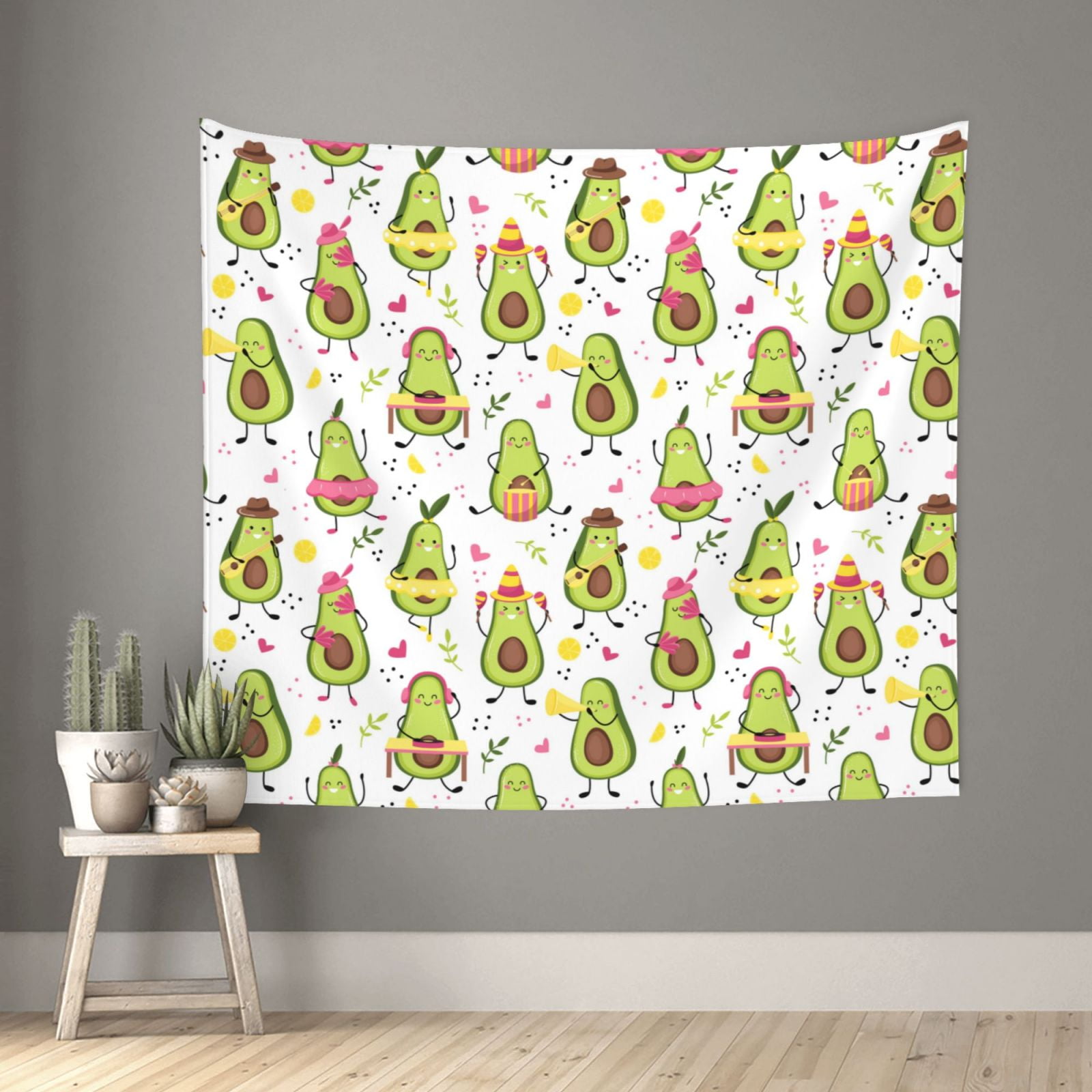 Bingfone Polyester Fabric Tapestry Avocado Playing Music Wall Hanging ...