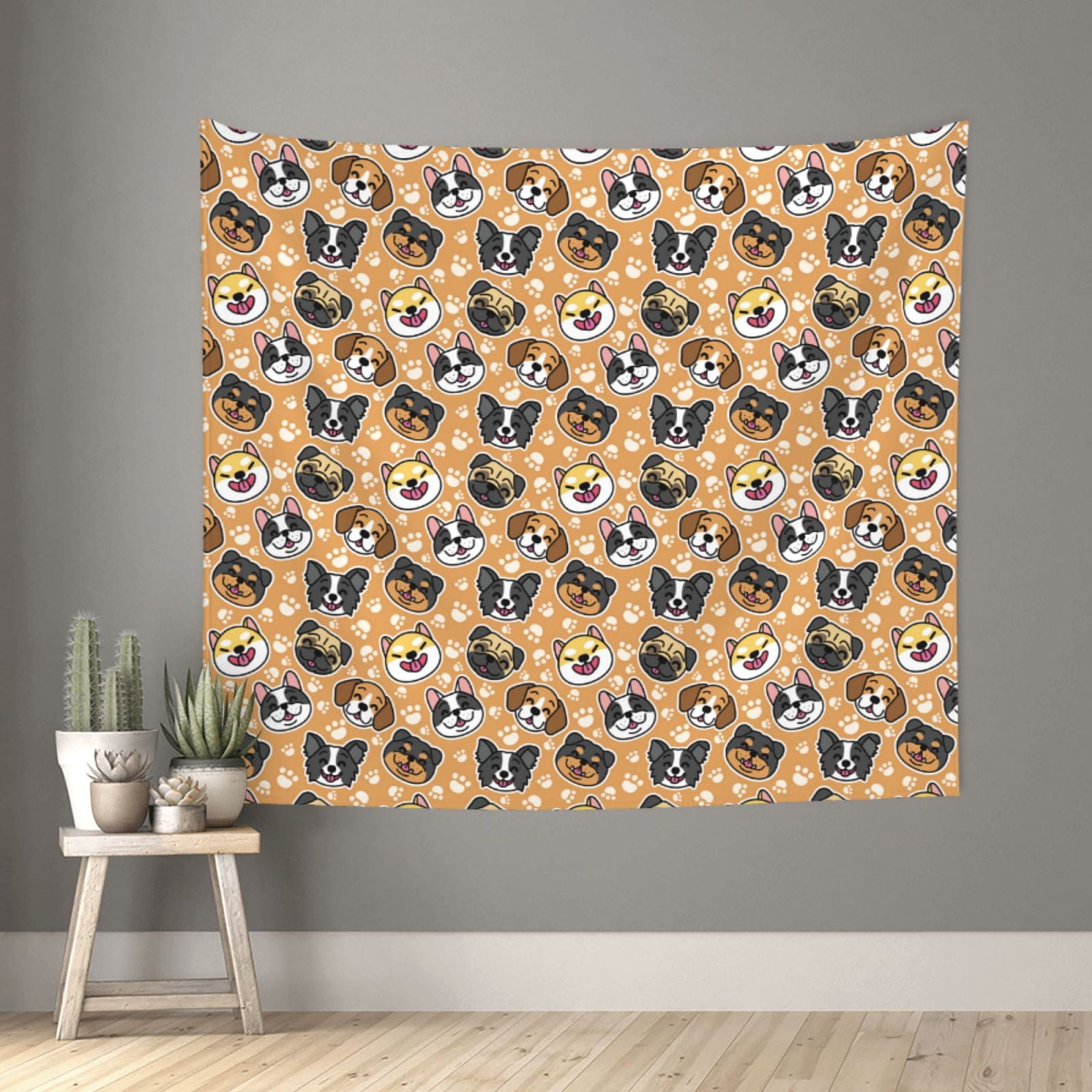 Bingfone Polyester Fabric Tapestry Cute Puppy Wall Hanging Tapestry ...