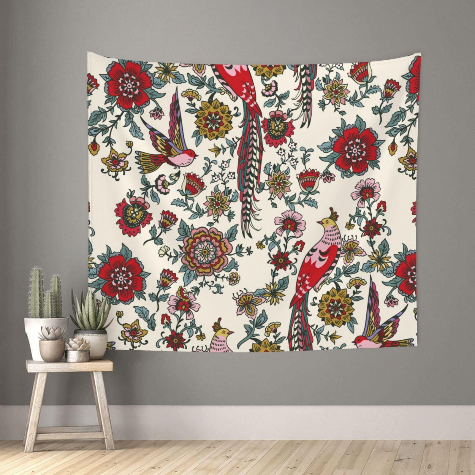 Bingfone Polyester Fabric Tapestry Dark Enchanted Flowers And Birds Wall Hanging Tapestry,Daily ...