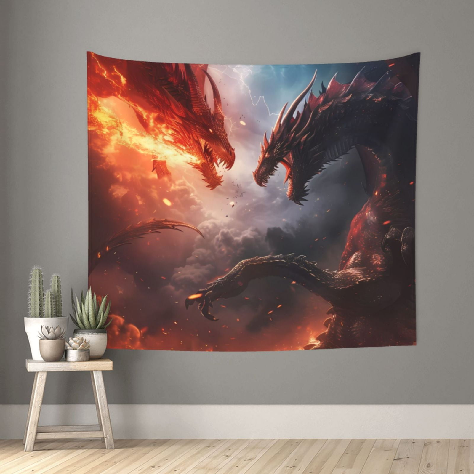 Bingfone Polyester Fabric Tapestry Fire Sky Dragon Wall Hanging ...