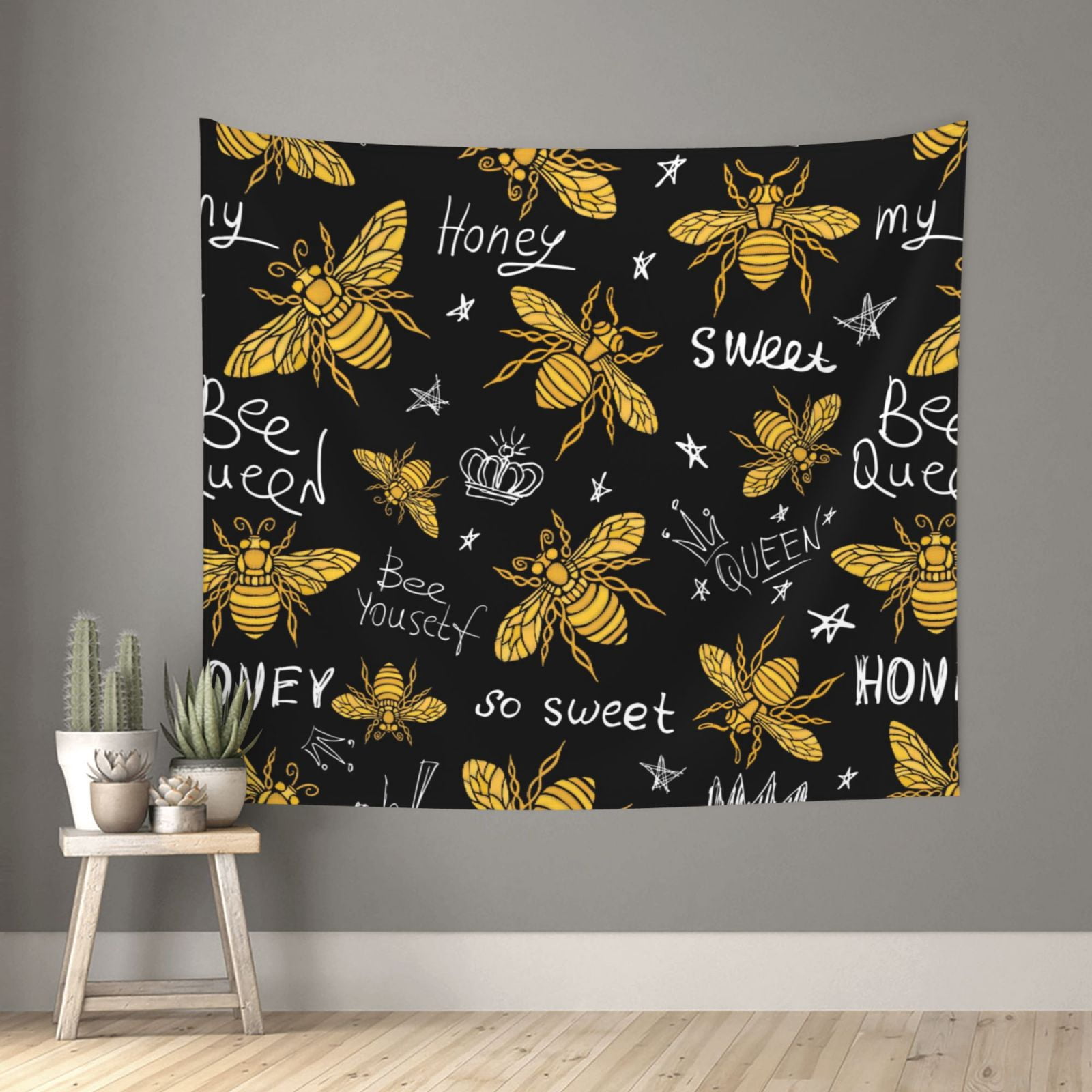 Bingfone Polyester Fabric Tapestry Hohey Bee Golden Embroidery Wall ...