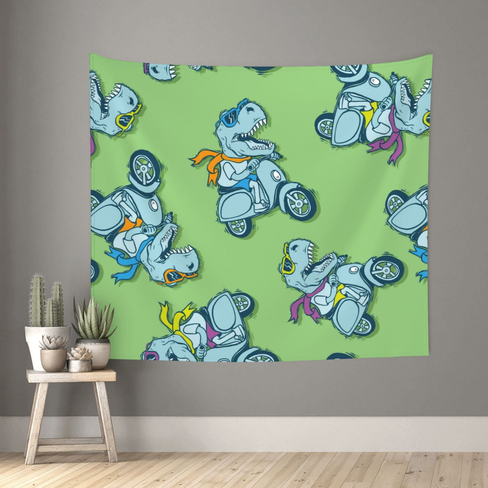 Bingfone Polyester Fabric Tapestry Motorcycle Riding Dinosaur Wall ...