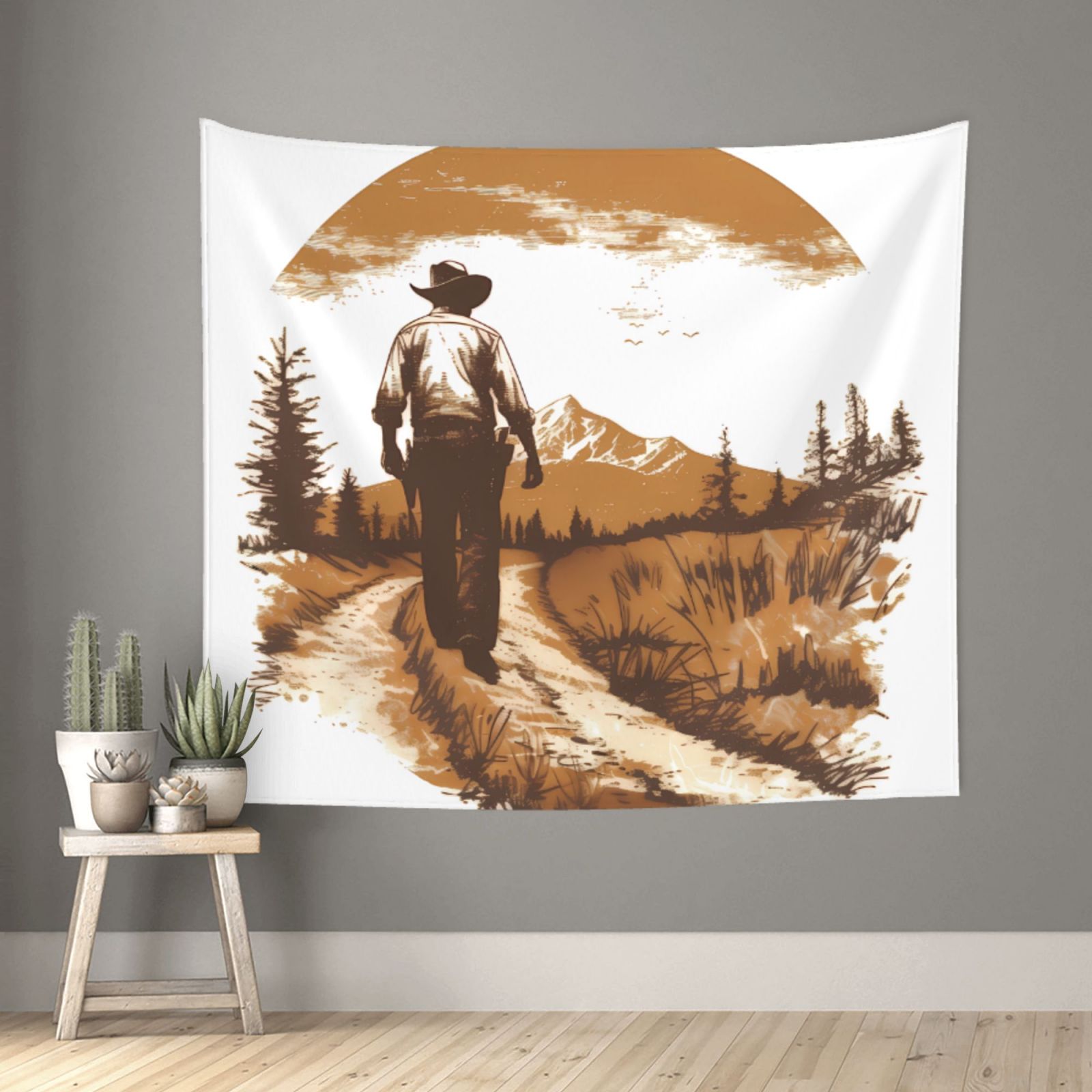 Bingfone Polyester Fabric Tapestry Western Cowboy Countryside Wall ...