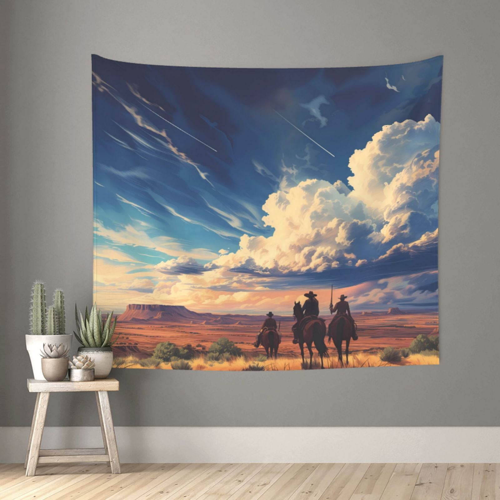 Bingfone Polyester Fabric Tapestry Western Desert Cloud Cowboy Wall ...