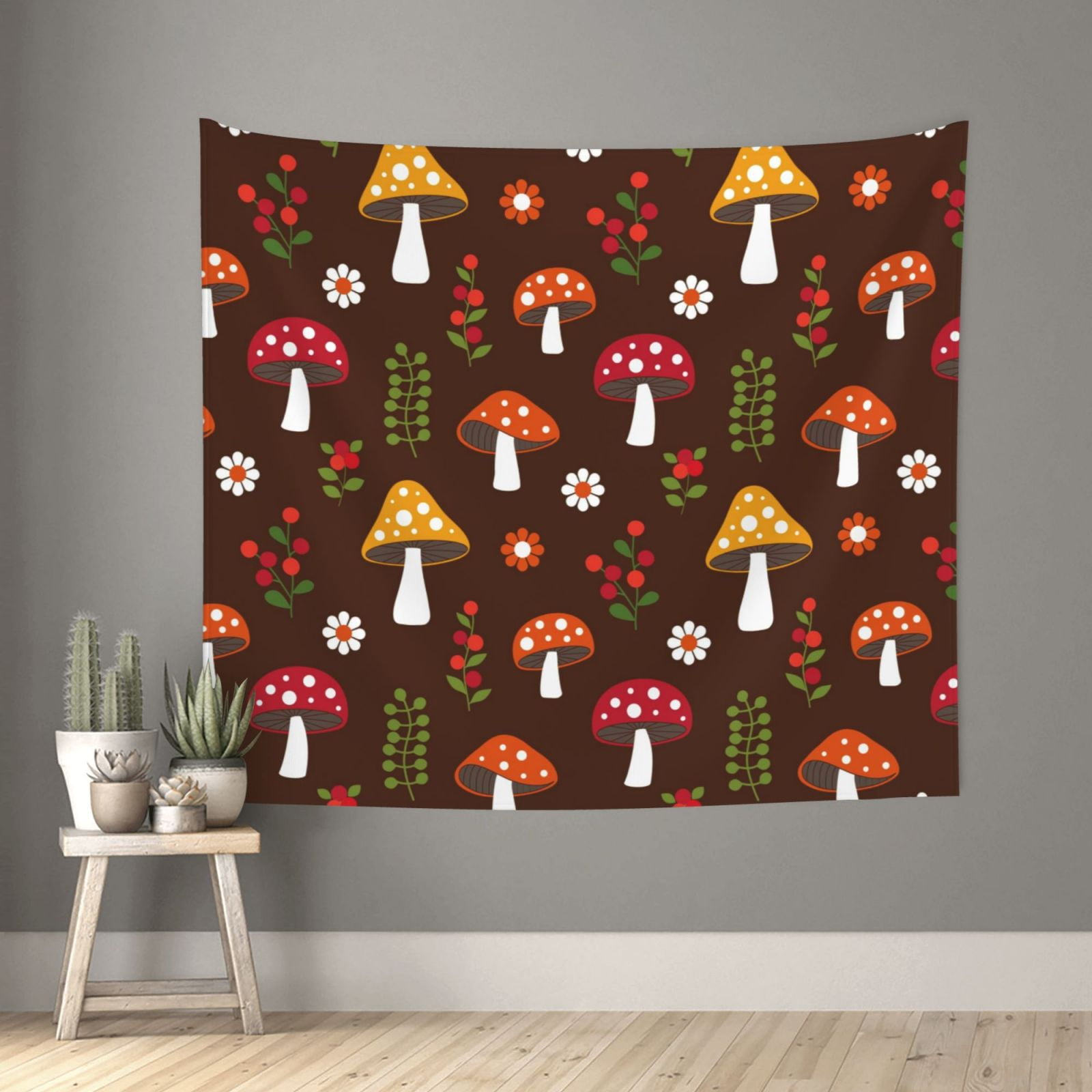 Bingfone Polyester Fabric Tapestry Woodland Mushroom Wall Hanging ...