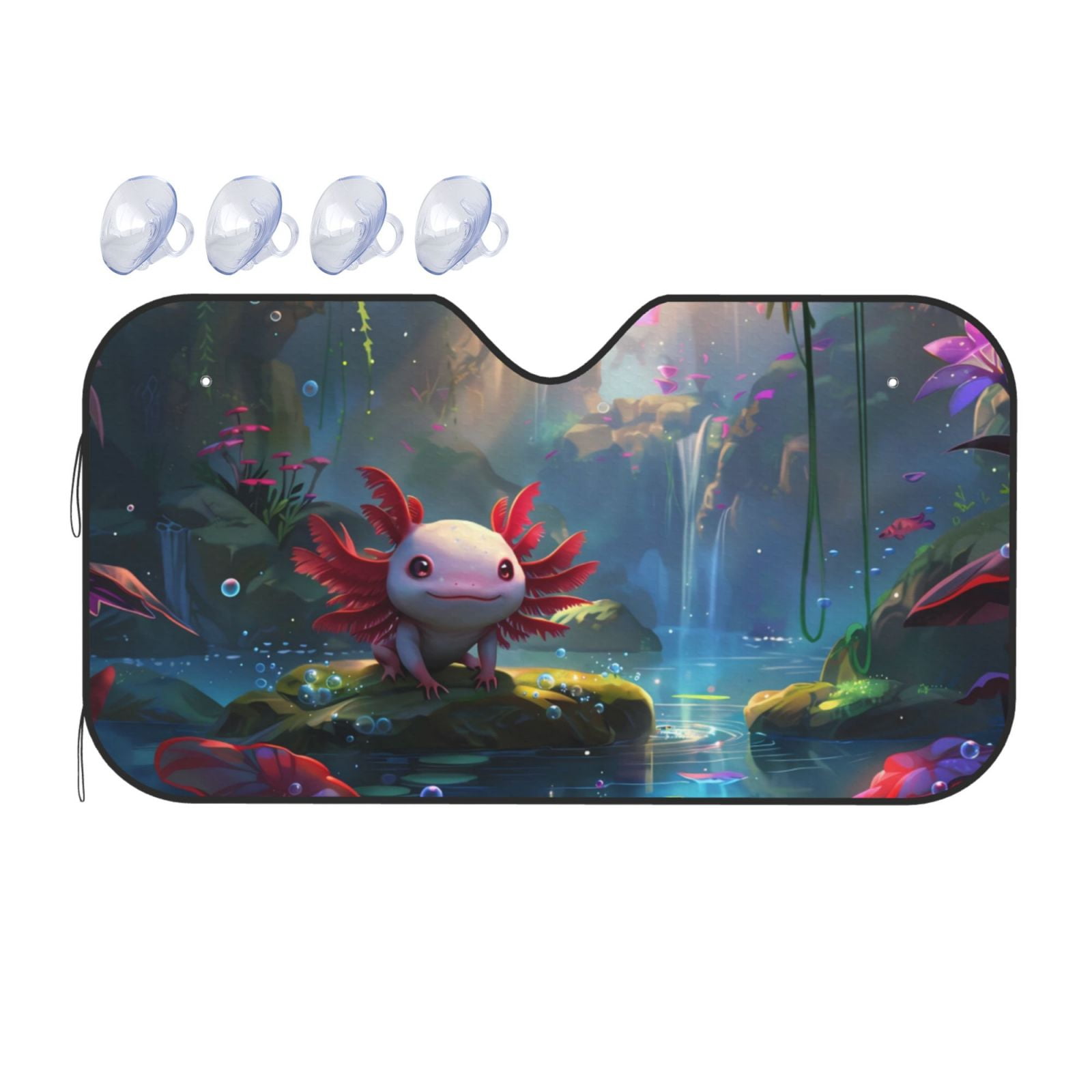 Bingfone Pond Cute Axolotl Car Windshield Sunshade,Sun Foldable Sun ...