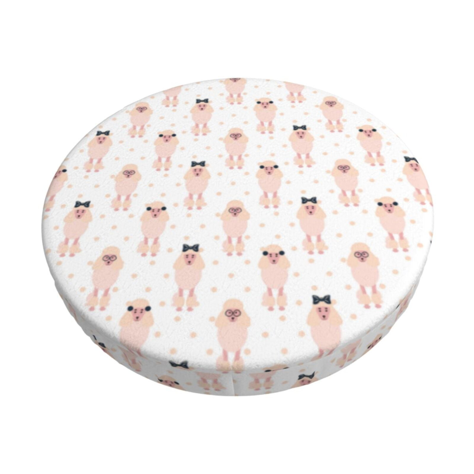 Bingfone Poodle Dog Padded Round Bar Stool Cover Cushion with Elastic ...