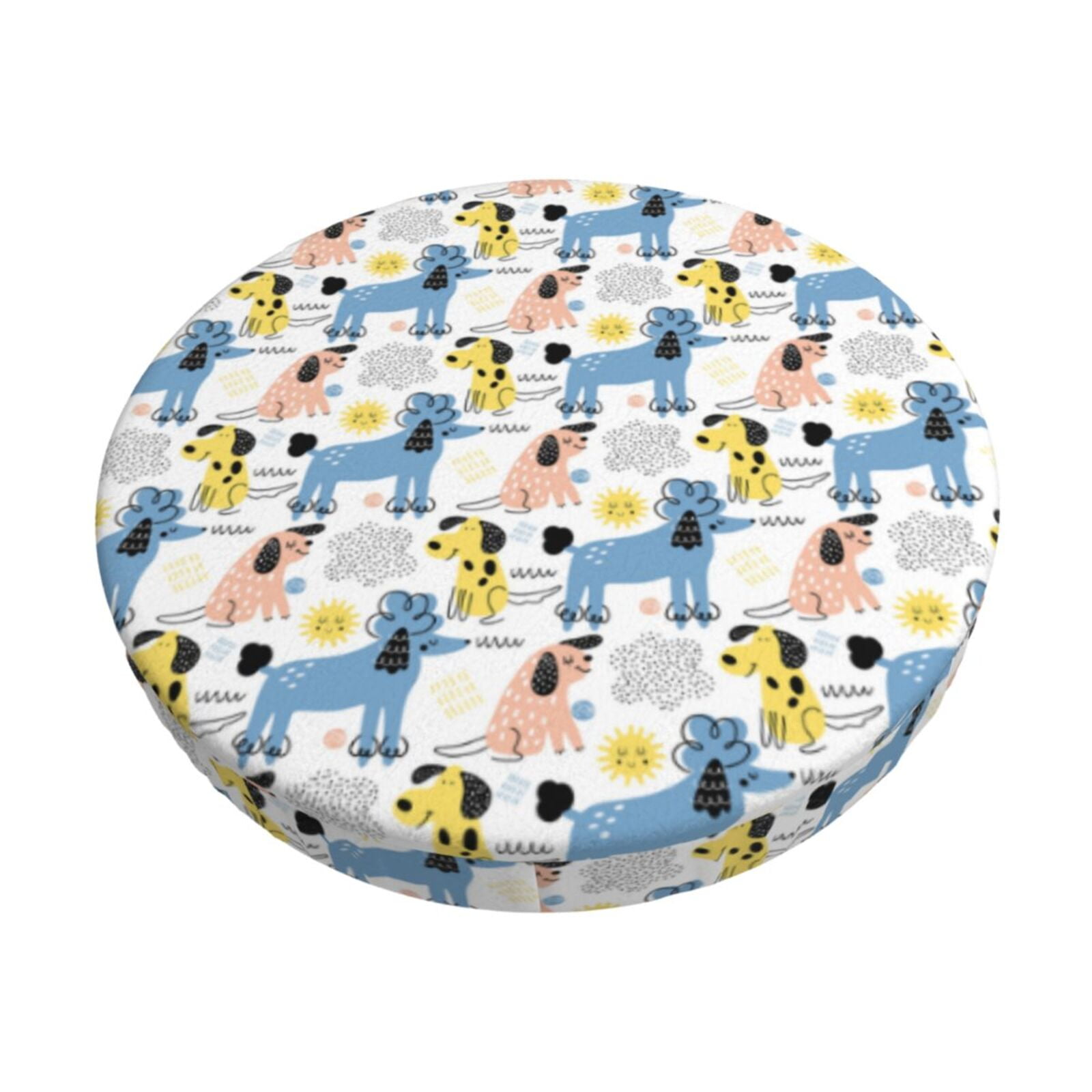 Bingfone Poodle Dog Padded Round Bar Stool Cover Cushion with Elastic ...