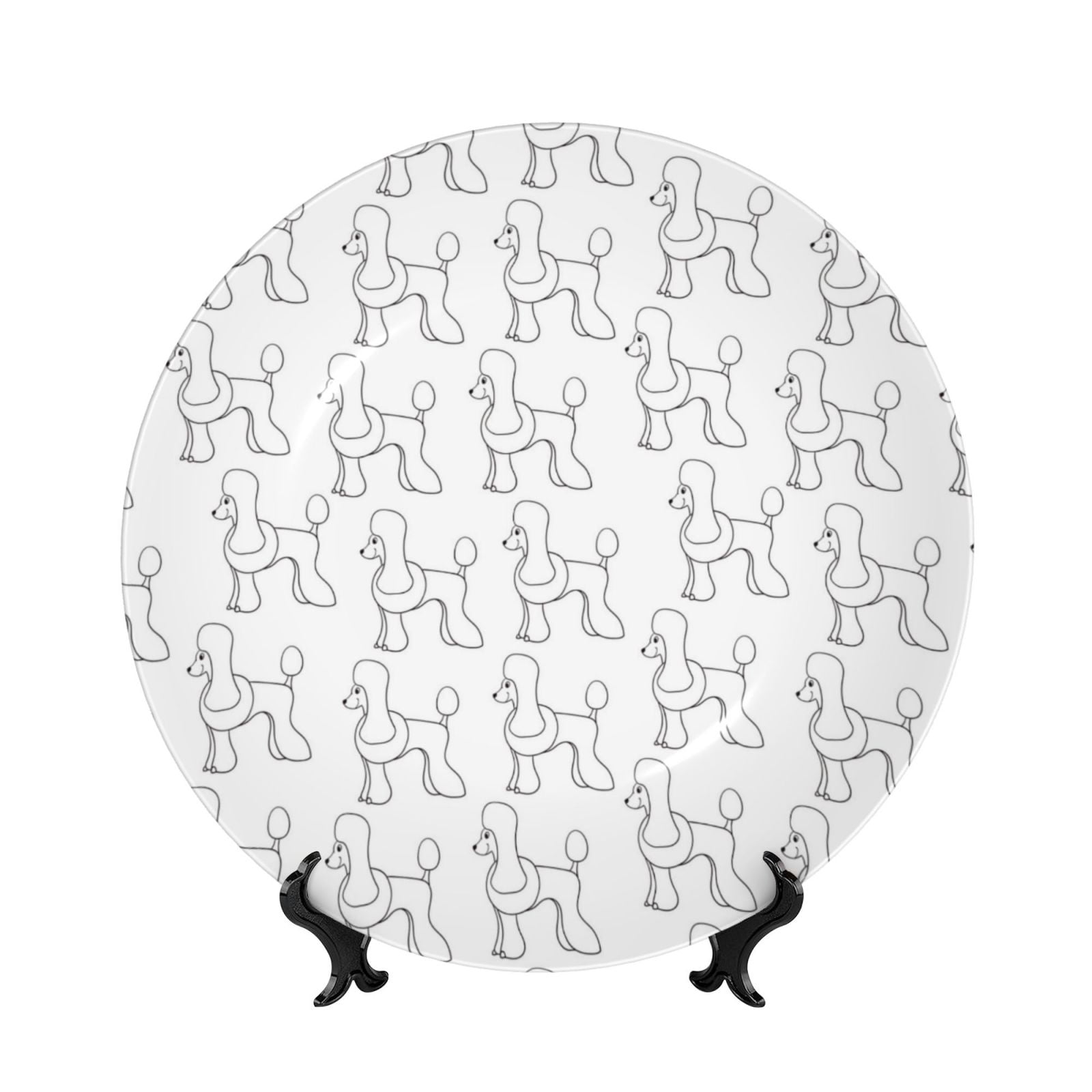 Bingfone Poodle Dog Print Bone China Dinner Decorative Plates,Handmade ...