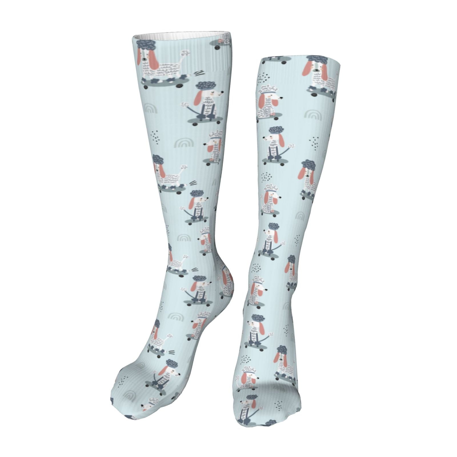 Bingfone Poodle Playing Skateboard Print Compression Socks for Women ...