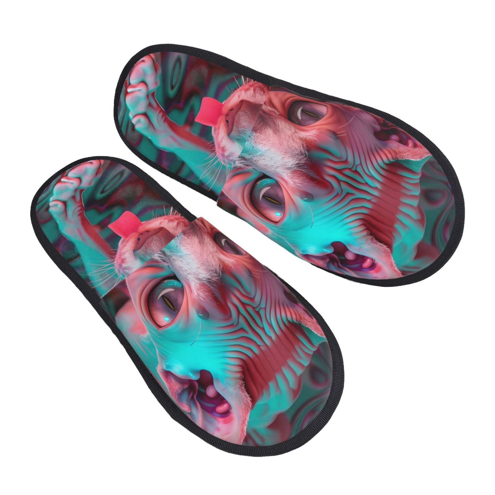 Bingfone Psychedelic Hairless Cat House Slippers for Women Men with ...