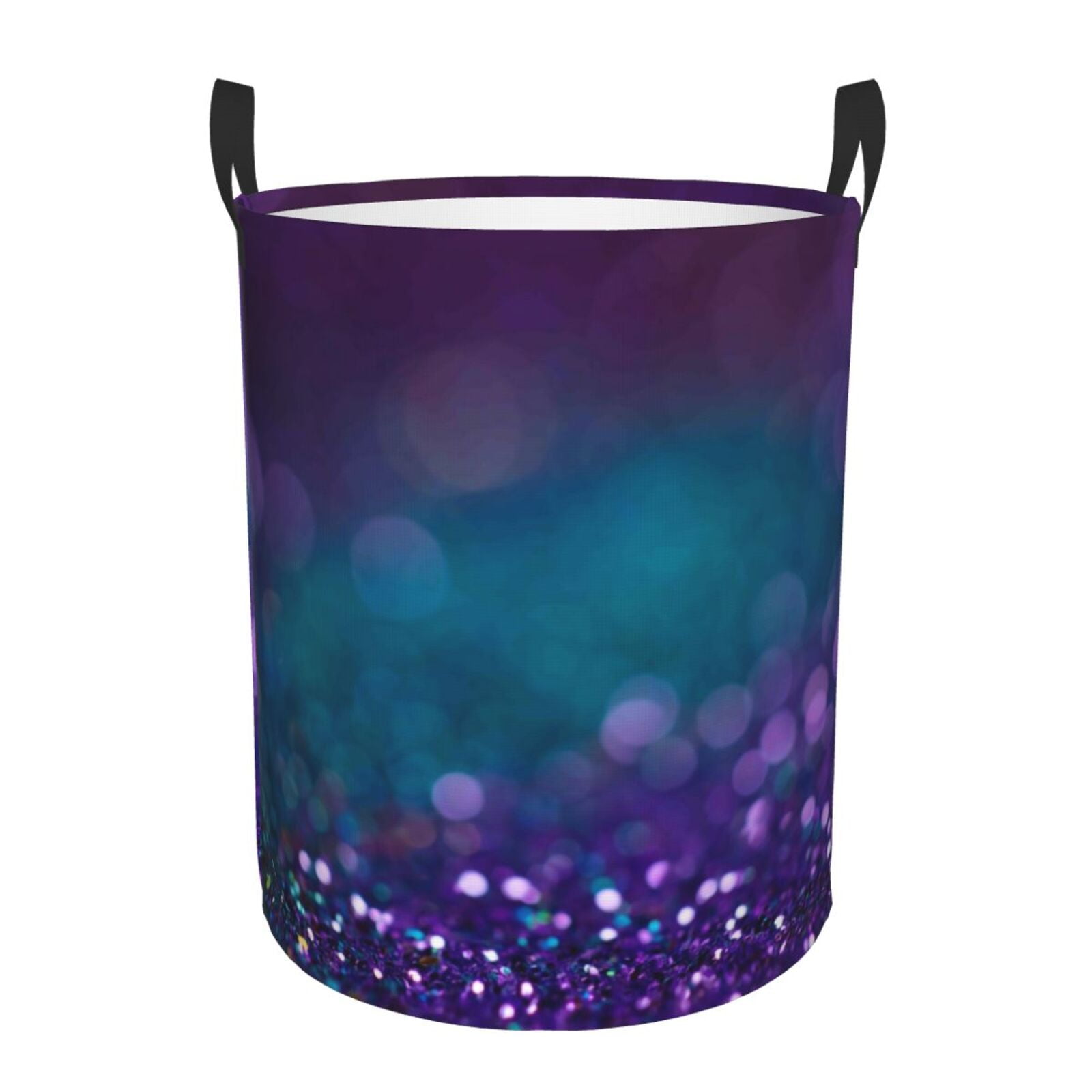 Bingfone Purple And Green Glitter Waterproof Foldable Laundry Hamper ...