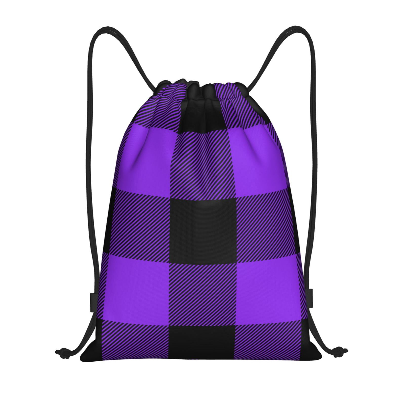 Bingfone Purple Buffalo Plaid Drawstrings Backpacks Bags For Men Women ...