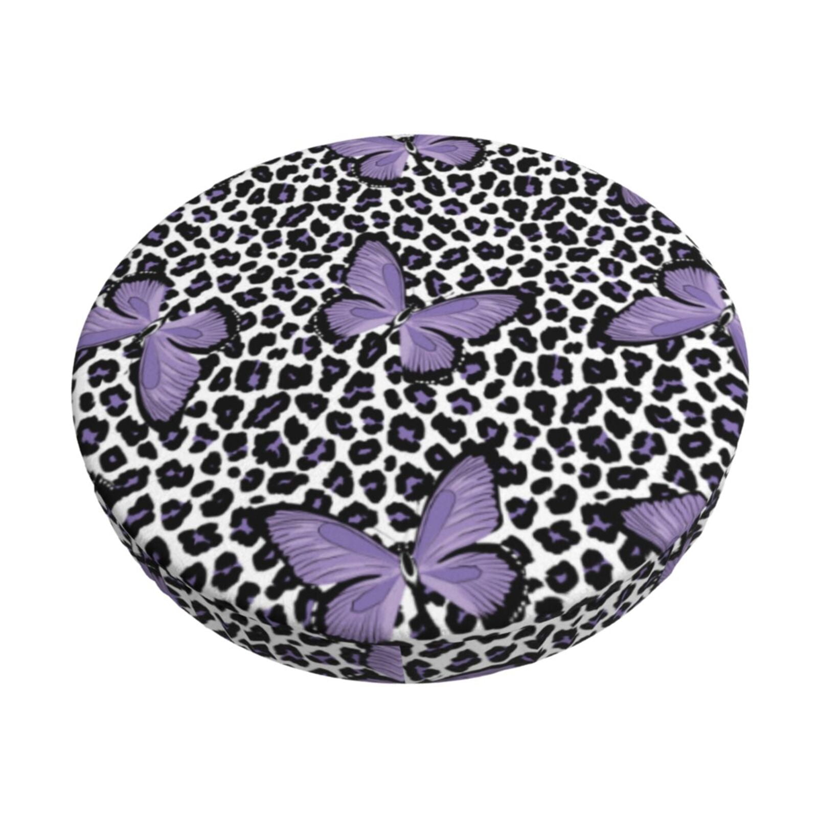 Bingfone Purple Butterflies Padded Round Bar Stool Cover Cushion with ...