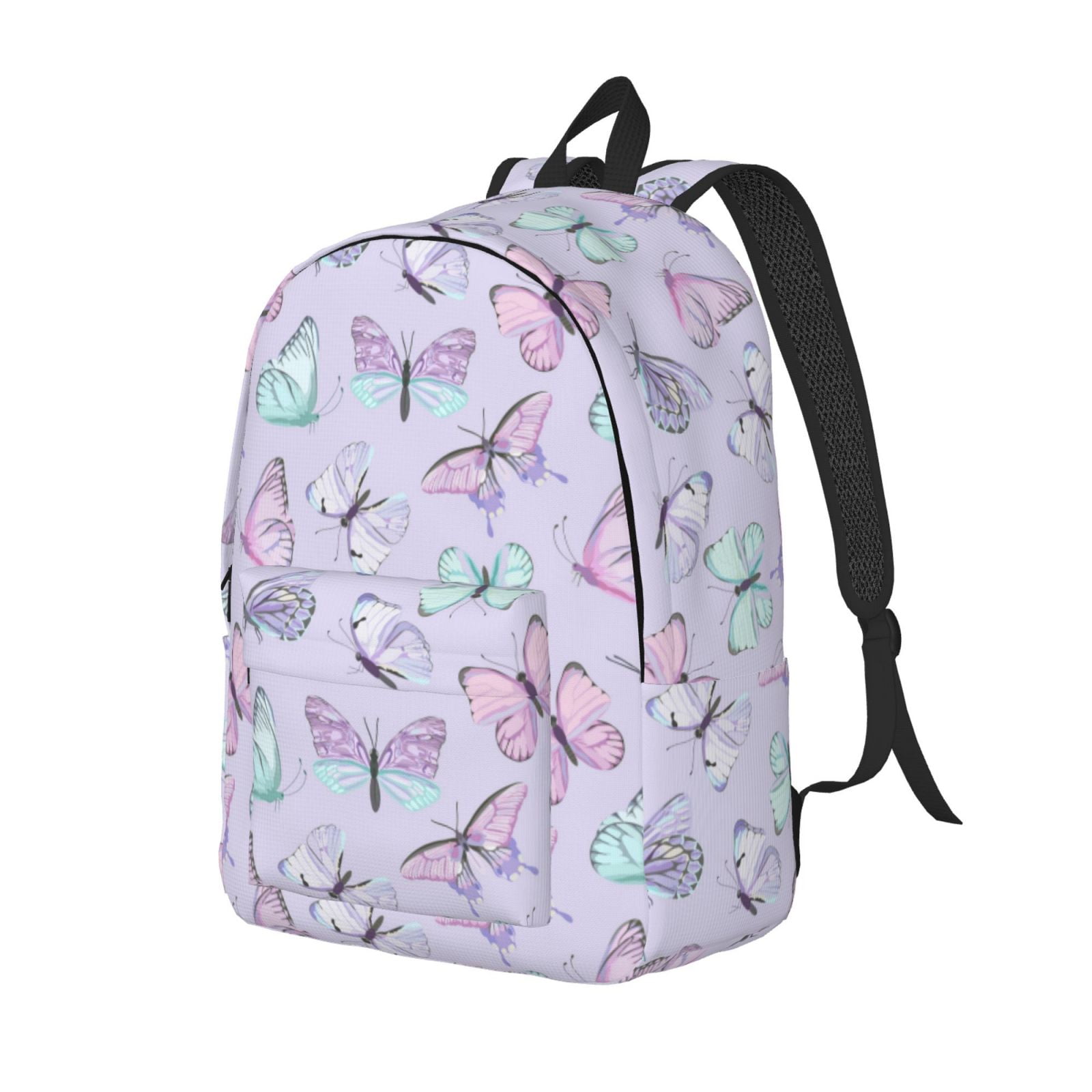 Bingfone Purple Butterfly Print Canvas College Laptop Backpack, Large ...