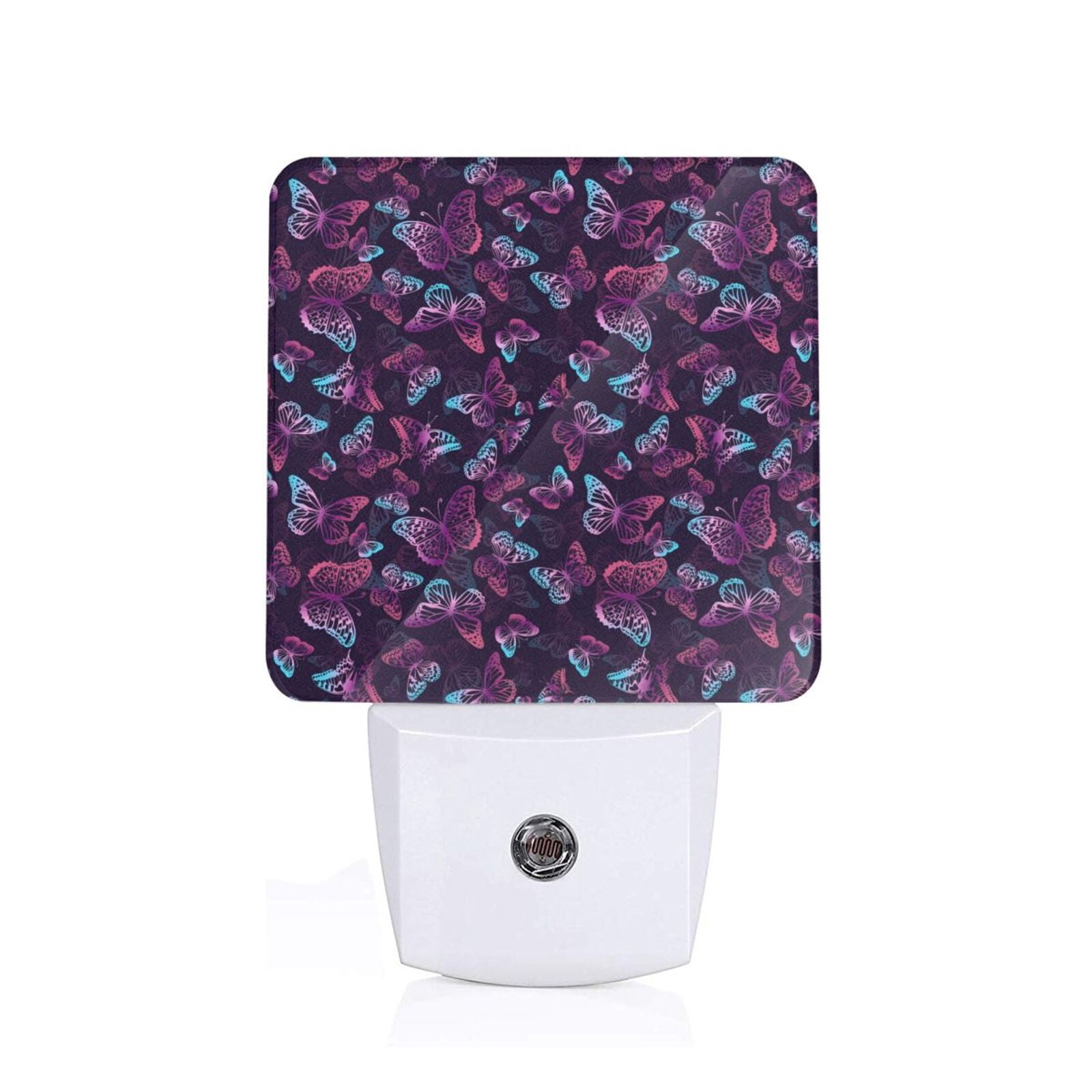 Bingfone Purple Butterfly Print Night Lights Plug into Wall,Dusk to ...