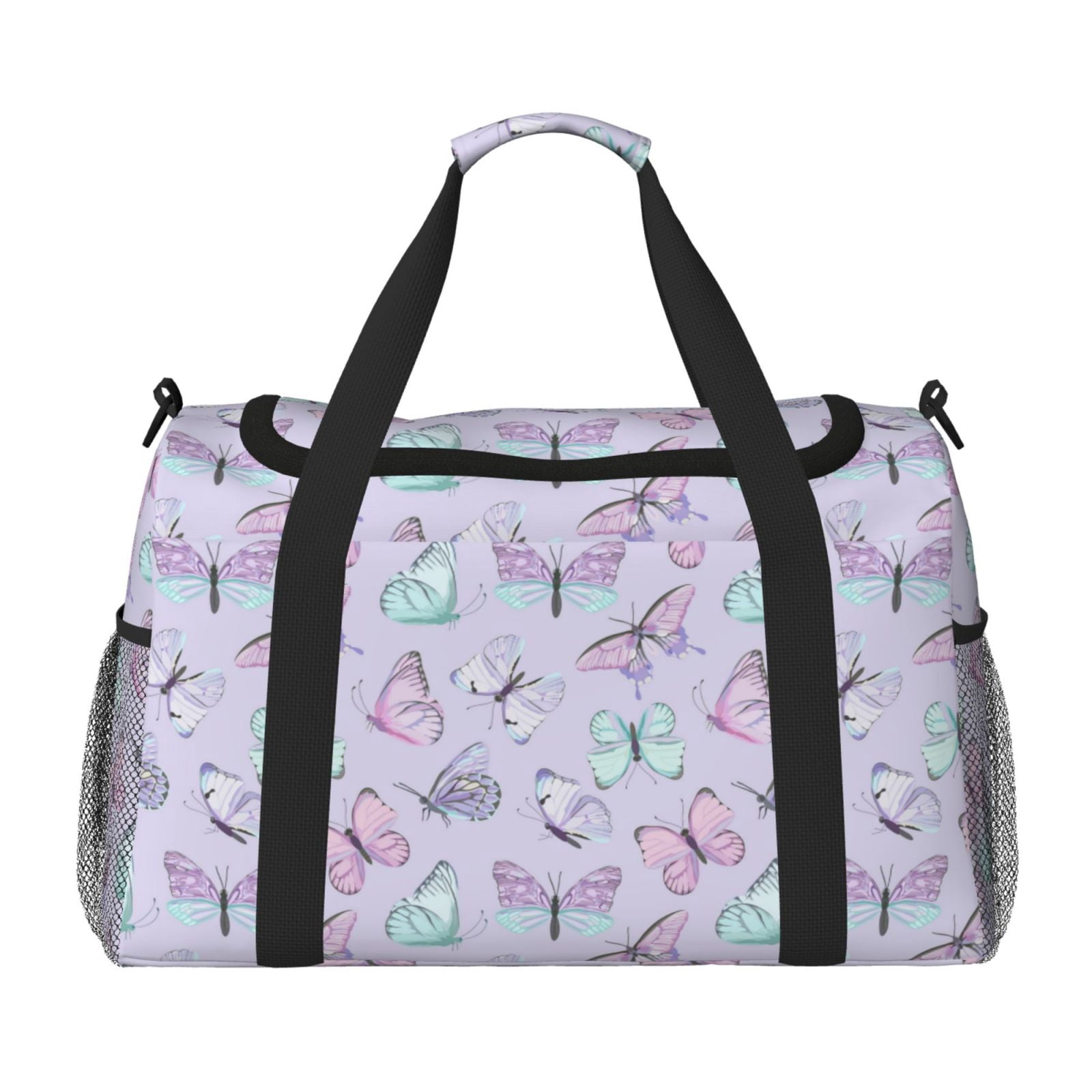Bingfone Purple Butterfly Print Travel Duffel Tote Bag,Waterproof ...