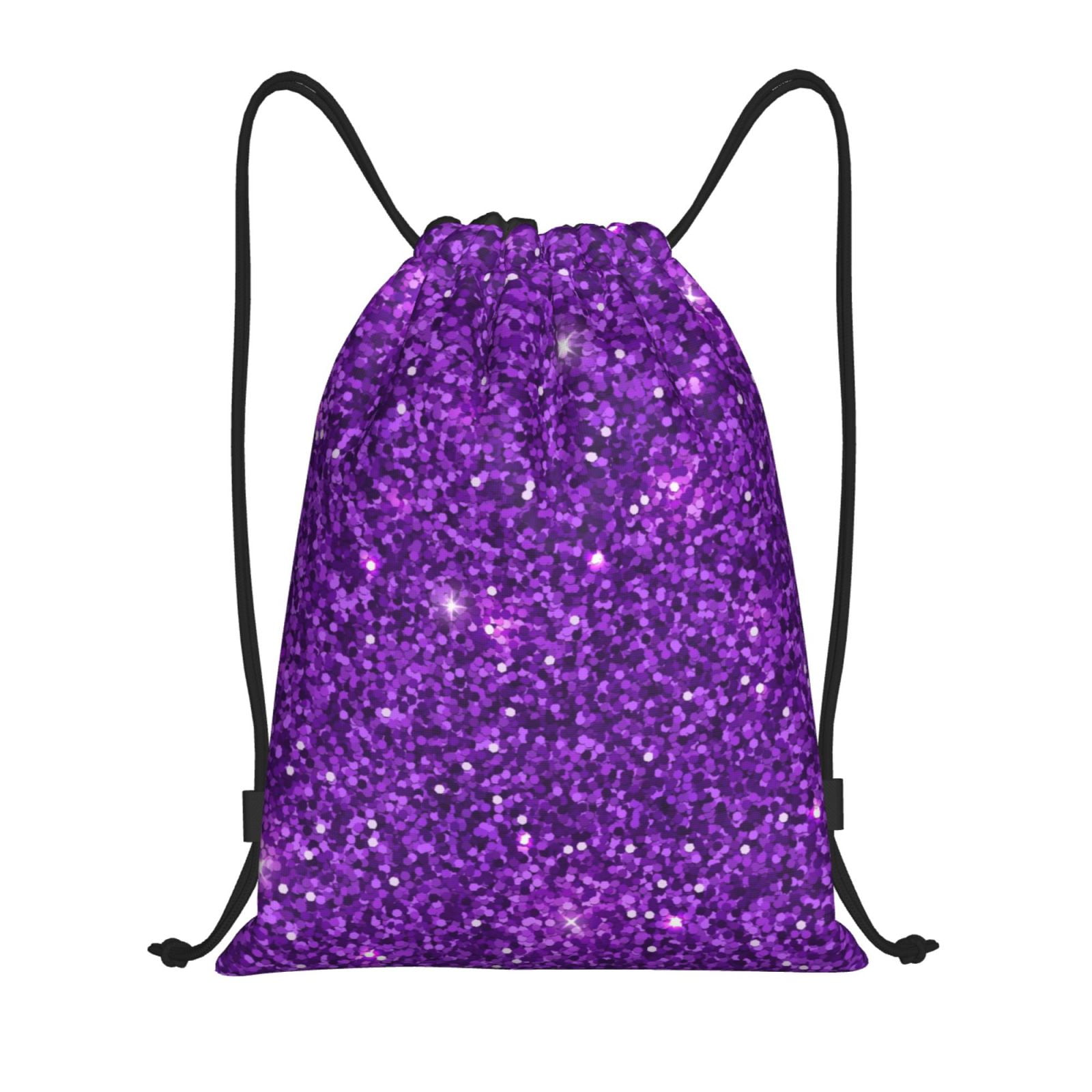 Bingfone Purple Glitter Drawstrings Backpacks Bags For Men Women Gym ...