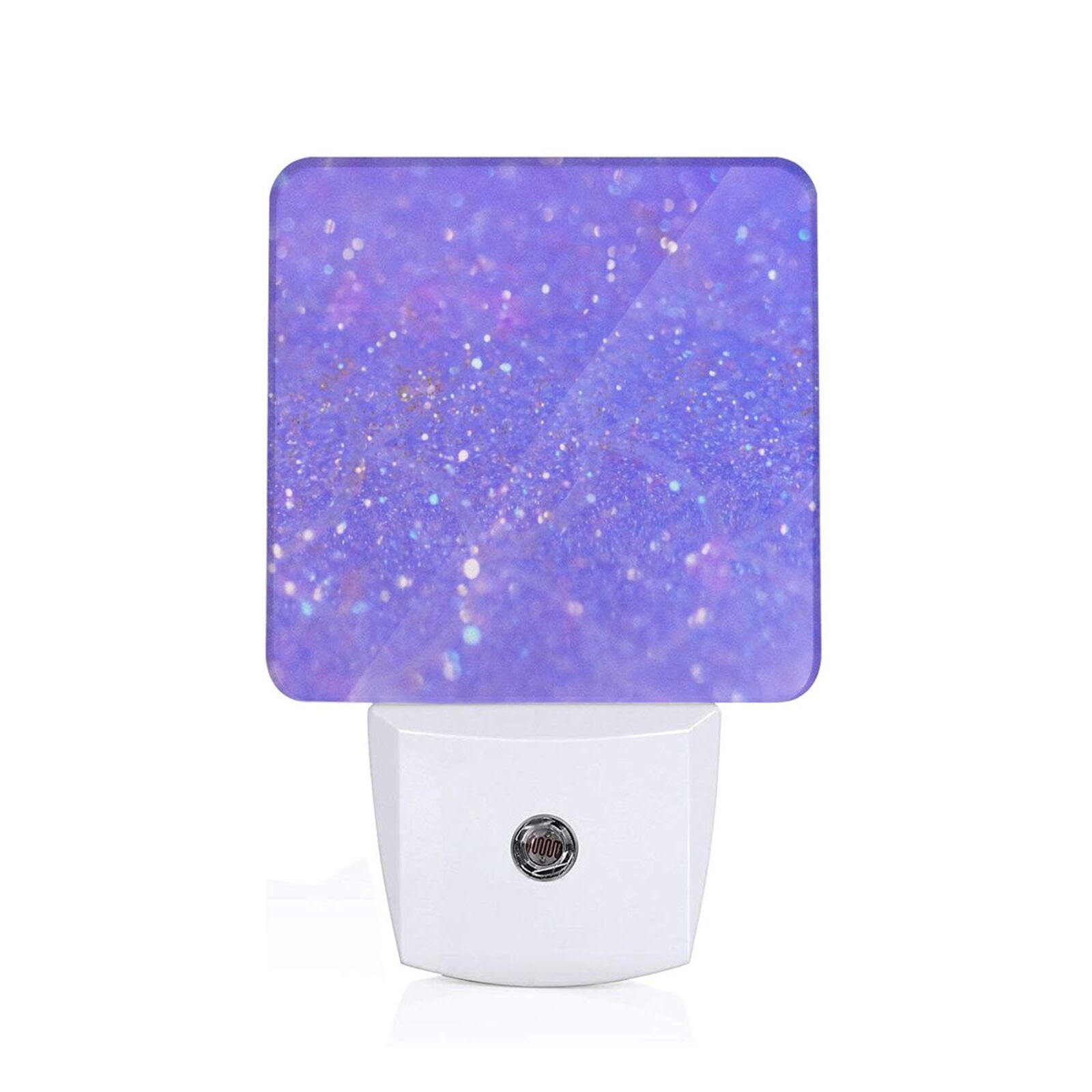 Bingfone Purple Glitter Print Night Lights Plug into Wall,Dusk to Dawn ...