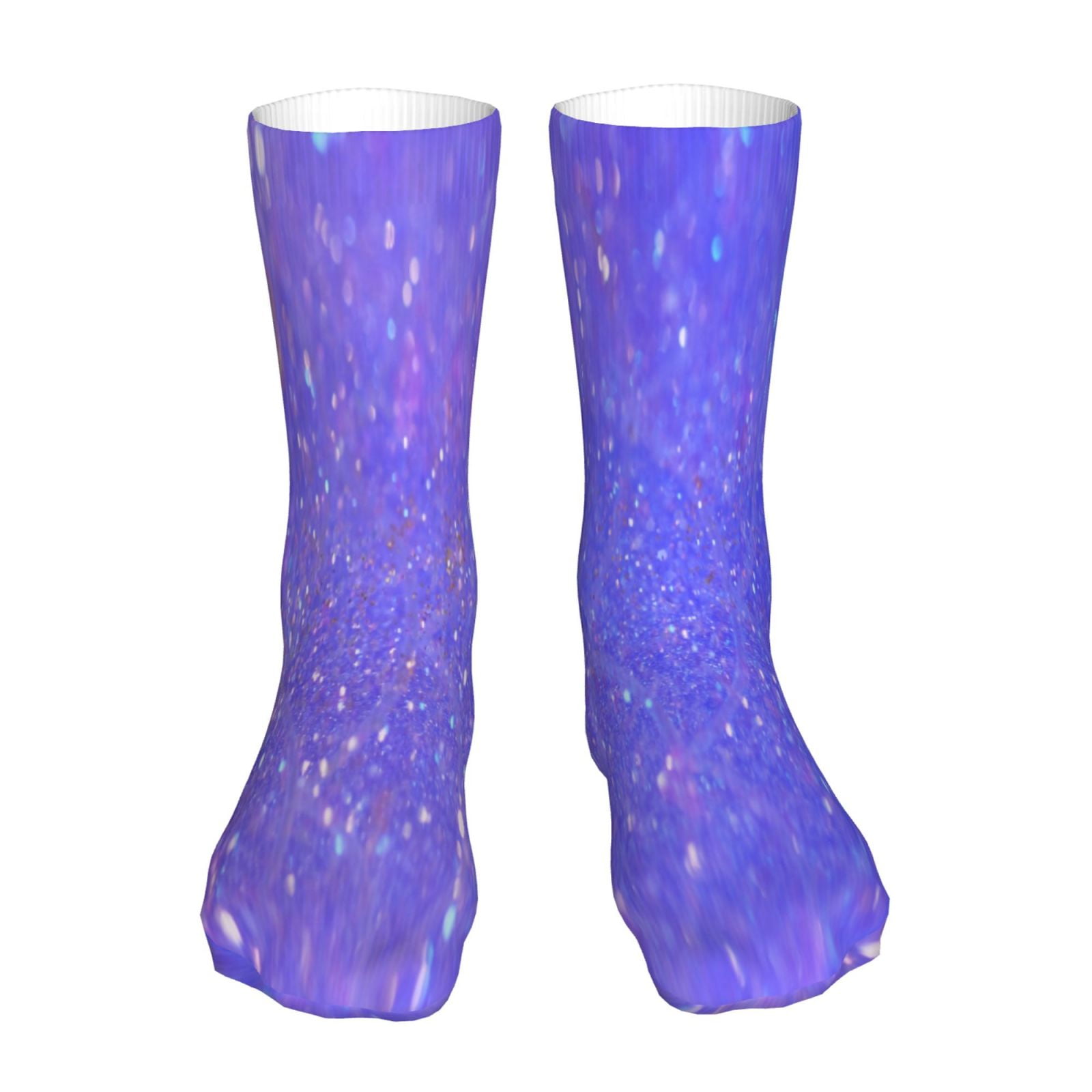 Bingfone Purple Glitter Prirnt Women's Men's Fun Pattern and Solid Crew ...