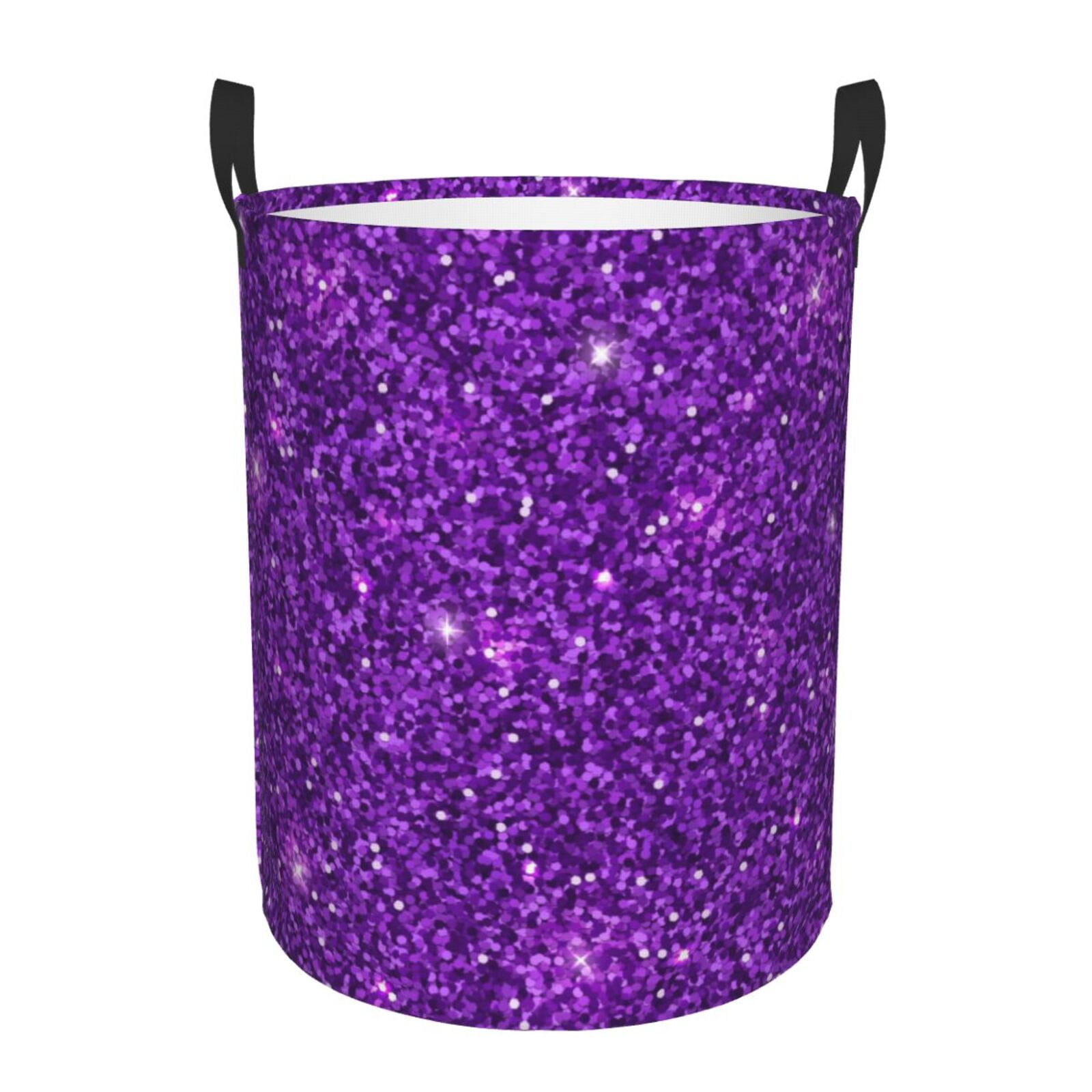 Bingfone Purple Glitter Waterproof Foldable Laundry Hamper Bucket With ...