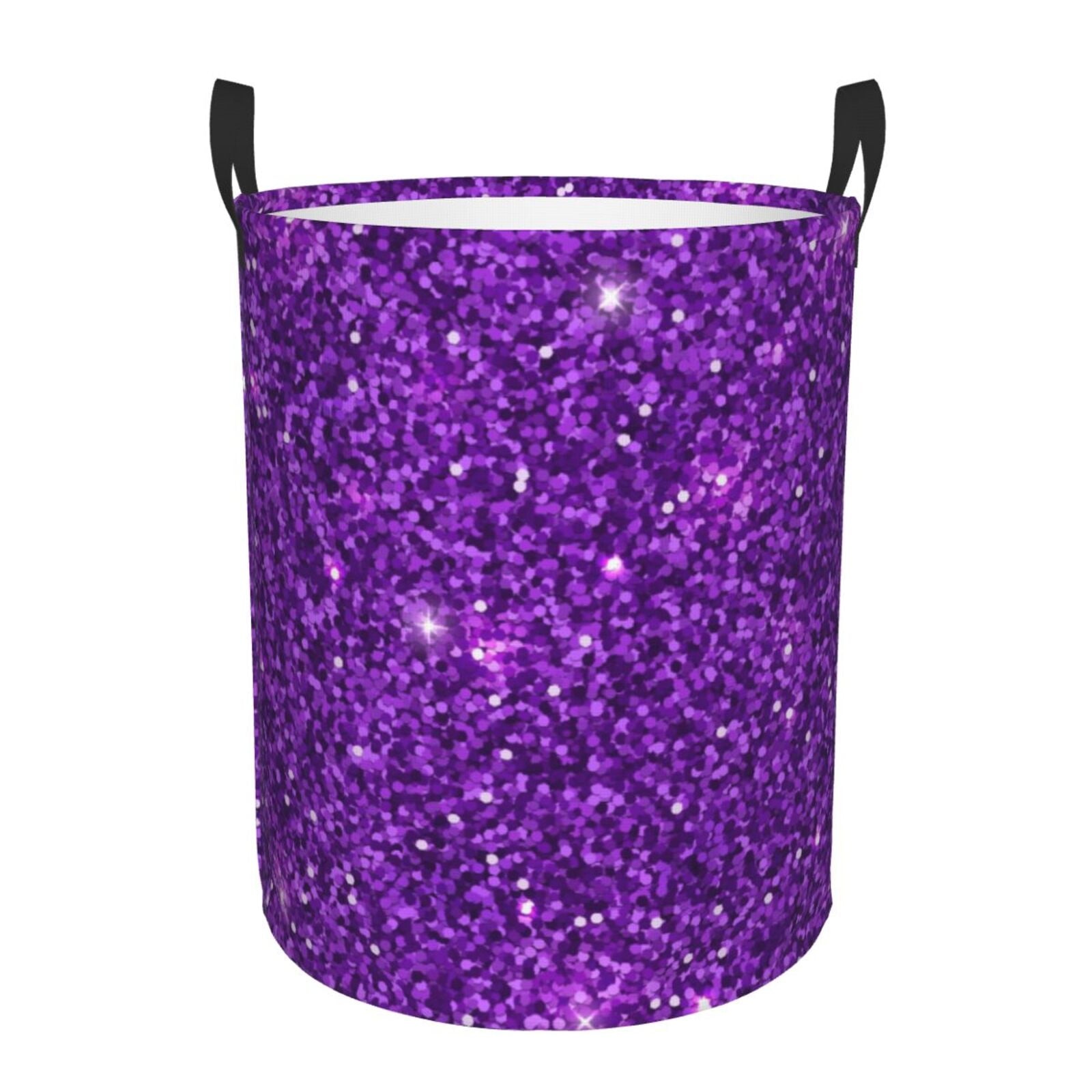 Bingfone Purple Glitter Waterproof Foldable Laundry Hamper Bucket With ...