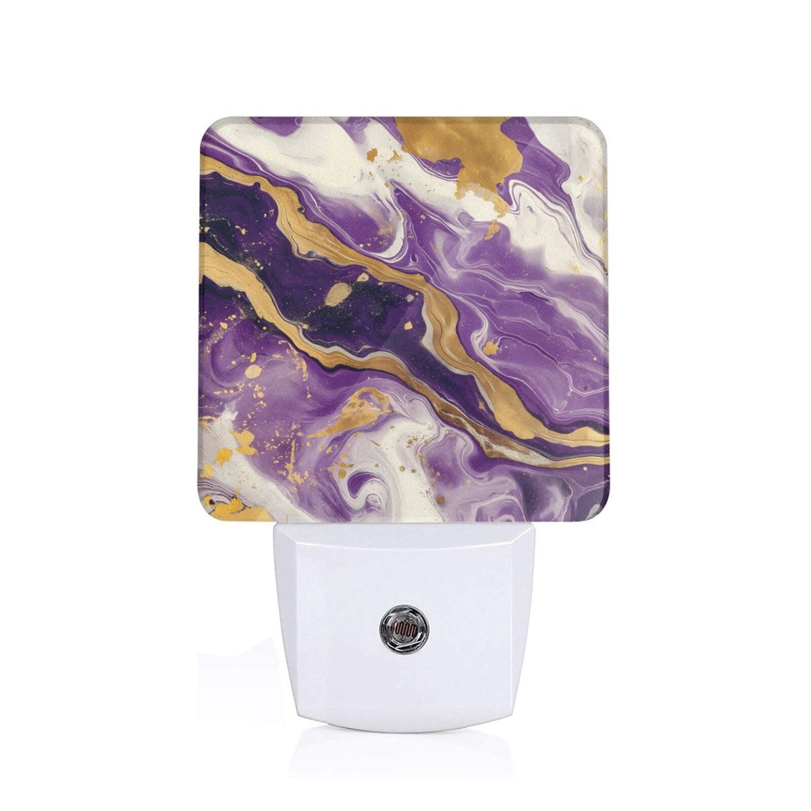 Bingfone Purple Gold Marble Swirls Print Night Lights Plug into Wall ...