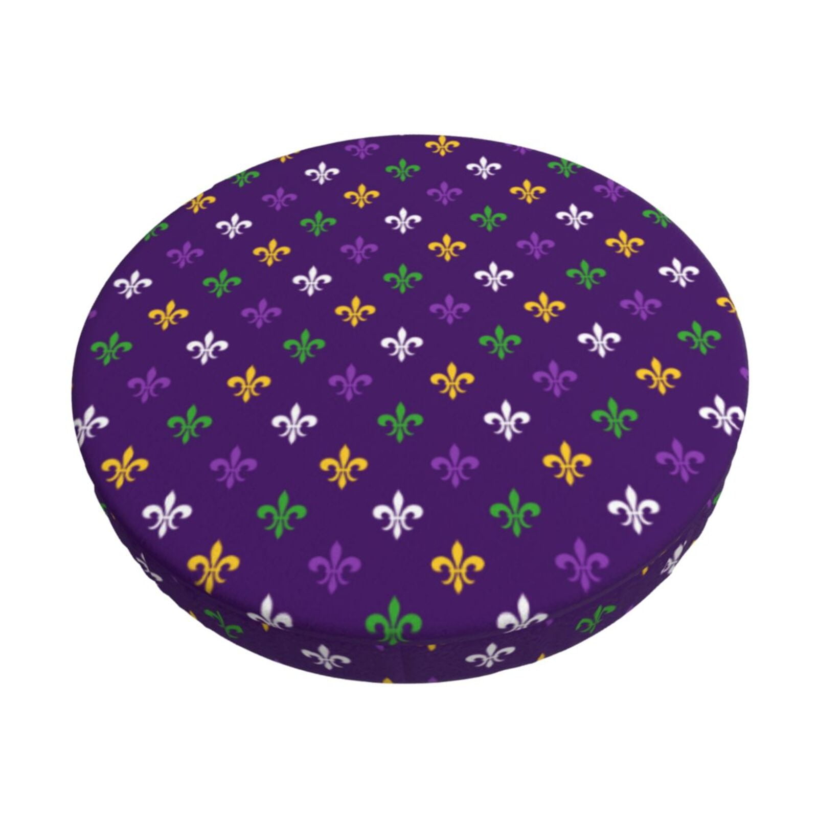 Bingfone Purple Mardi Gras Padded Round Bar Stool Cover Cushion with ...