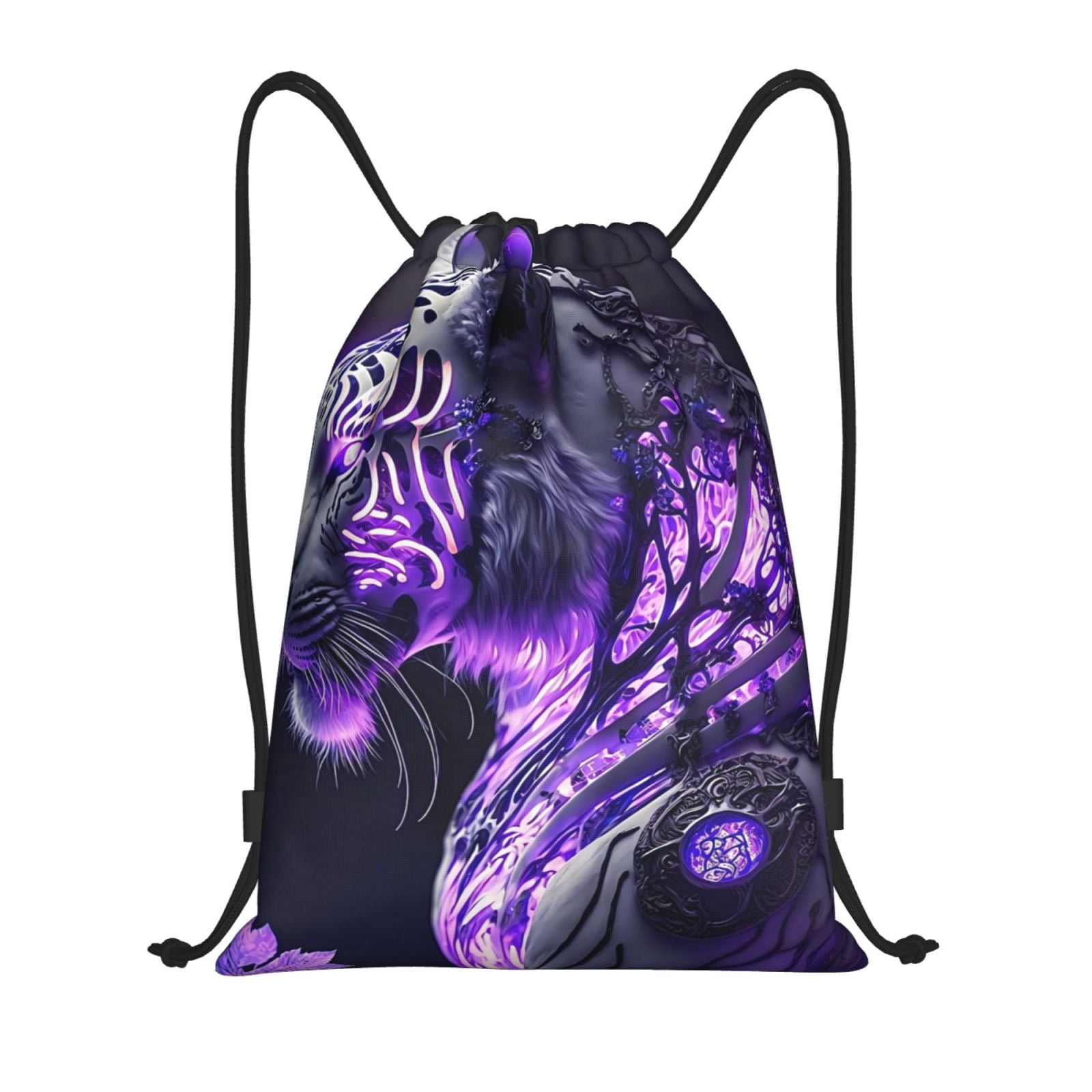 Bingfone Purple Pattern White Tiger Drawstrings Backpacks Bags for Men ...