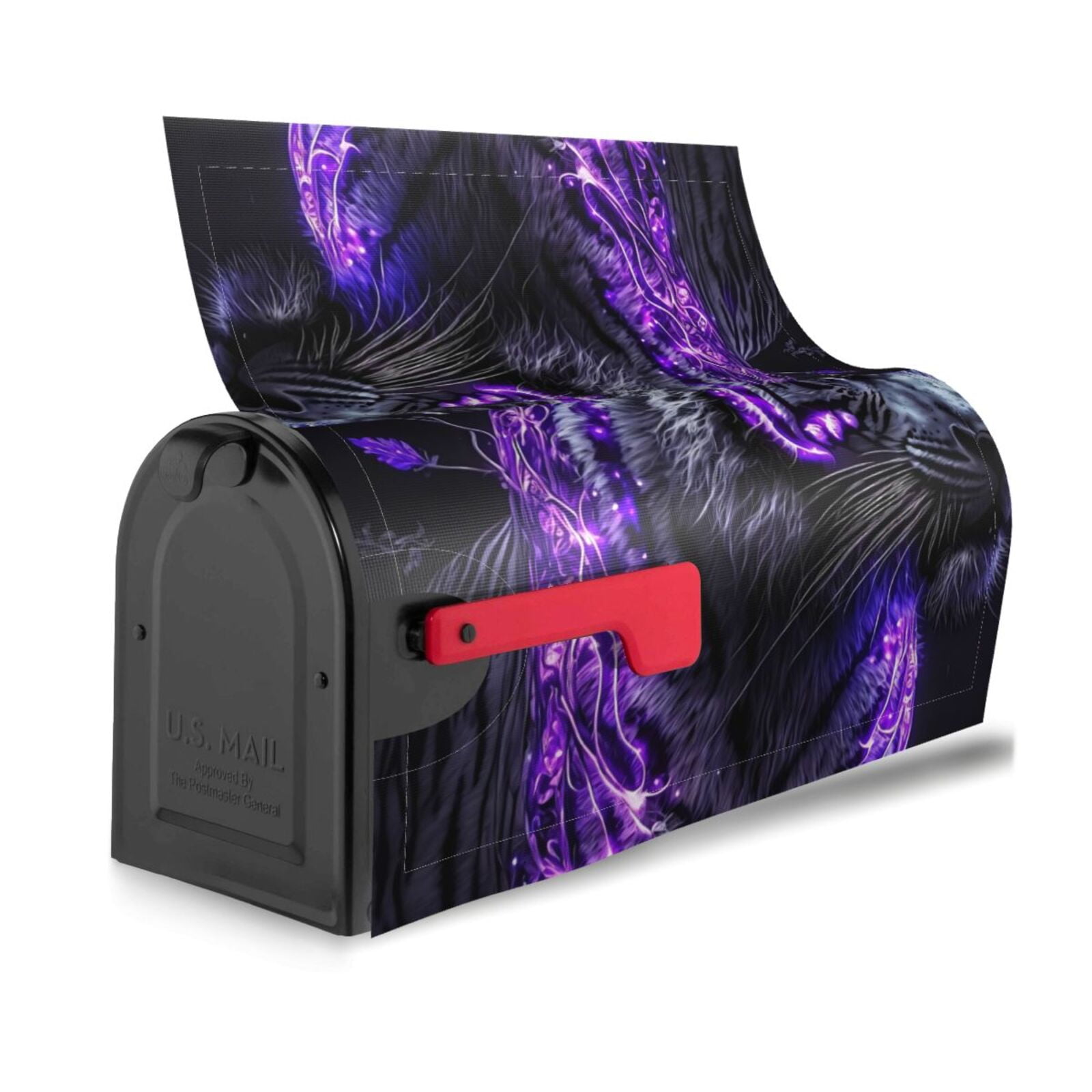 Bingfone Purple Plant White Tiger Magnetic Mailbox Cover Standard Size ...