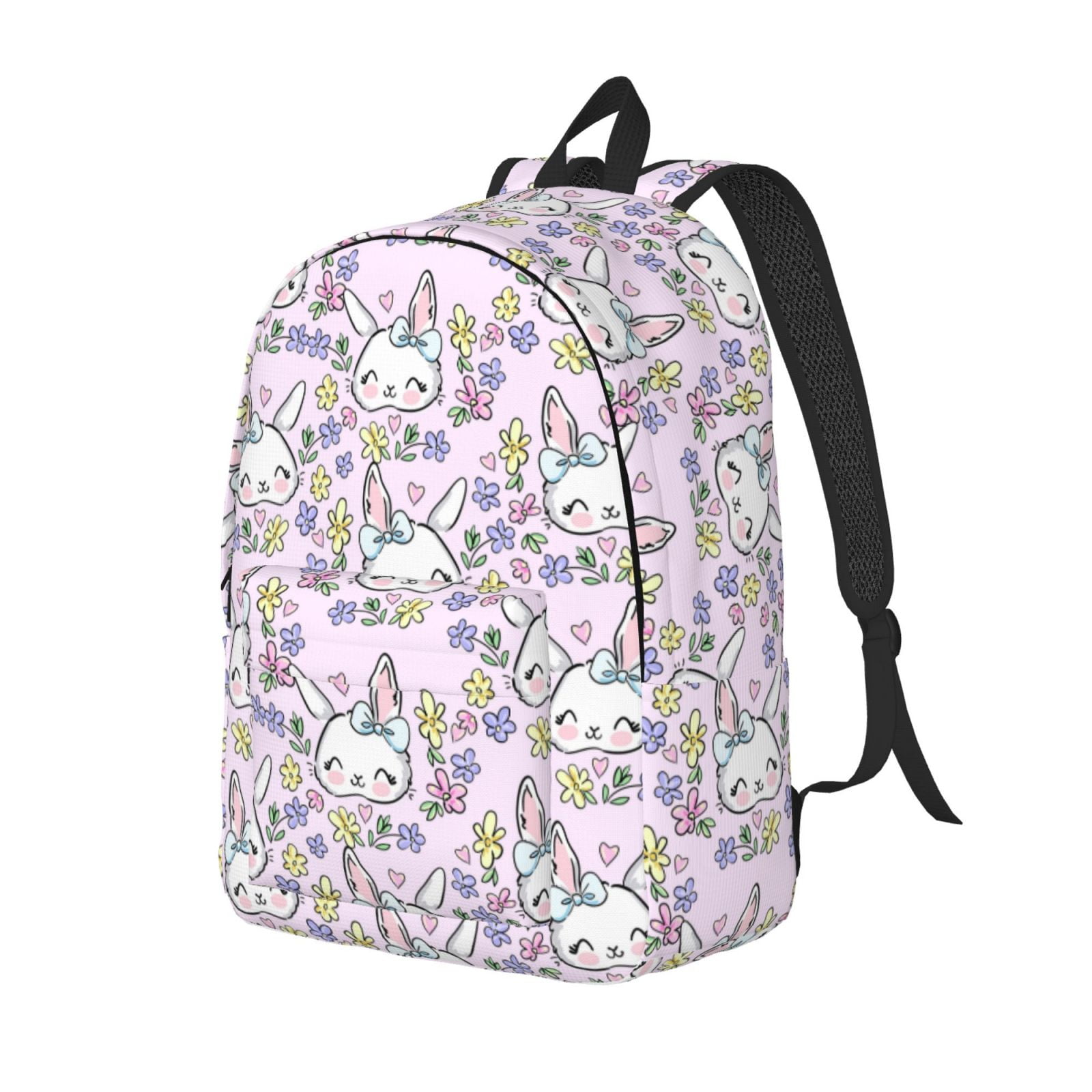 Bingfone Purple Rabbit Print Canvas College Laptop Backpack, Large ...