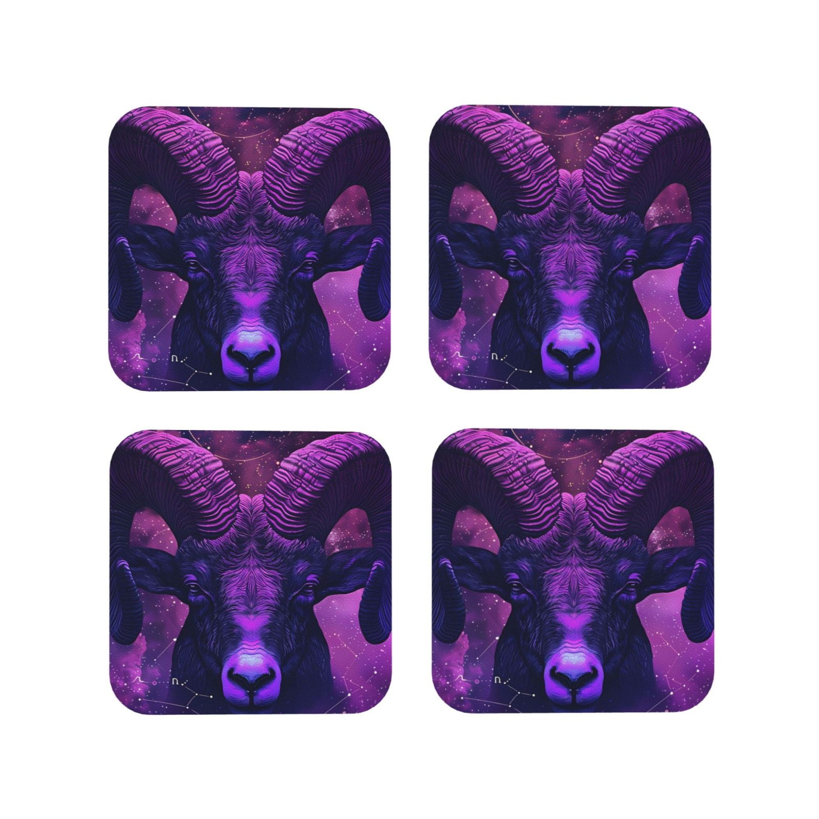 Bingfone Purple Starry Sky Antelope Personalized Coaster Set 4 for ...