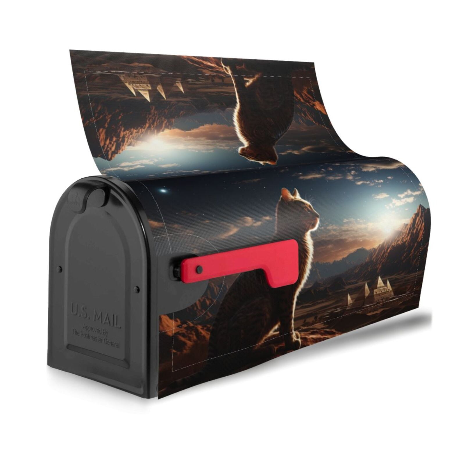 Bingfone Pyramid Desert Cat Magnetic Mailbox Cover Standard Size for ...