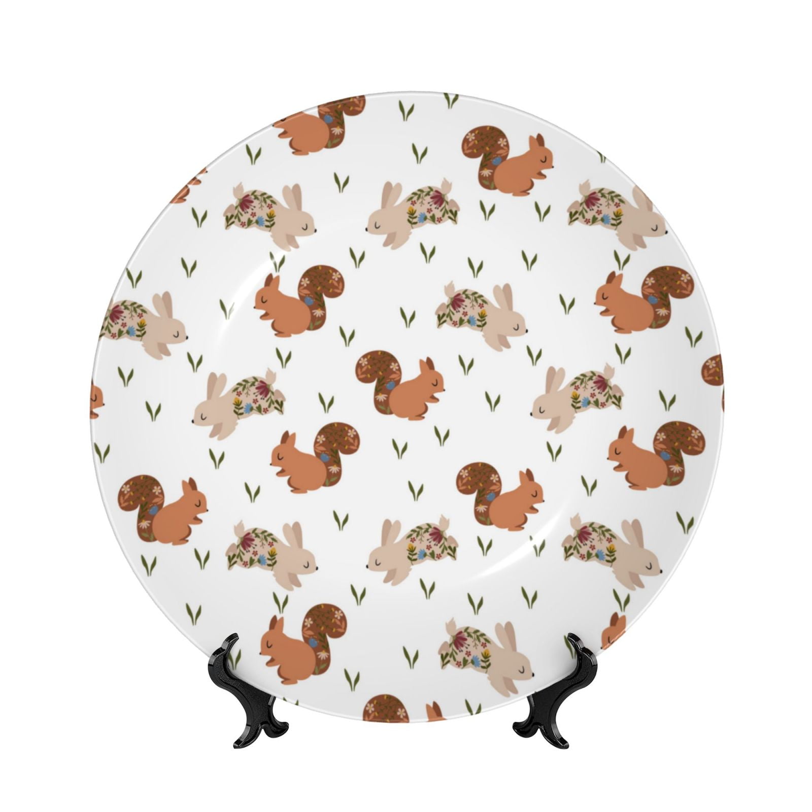 Bingfone Rabbit And Squirrel Print Bone China Dinner Decorative Plates ...