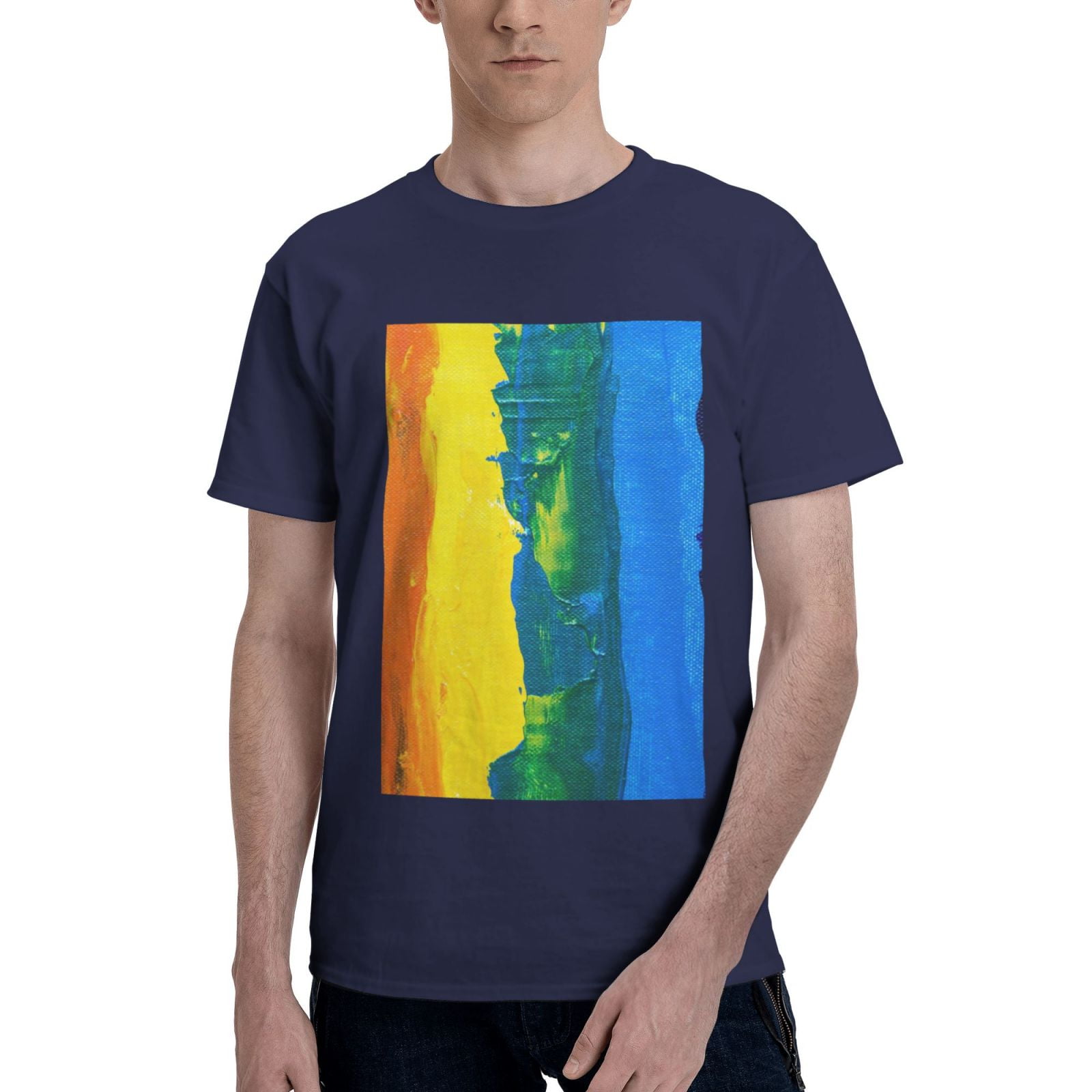 Bingfone Rainbow Colored Men'S Loose Fit Short-Sleeve Pocket T-Shirt ...