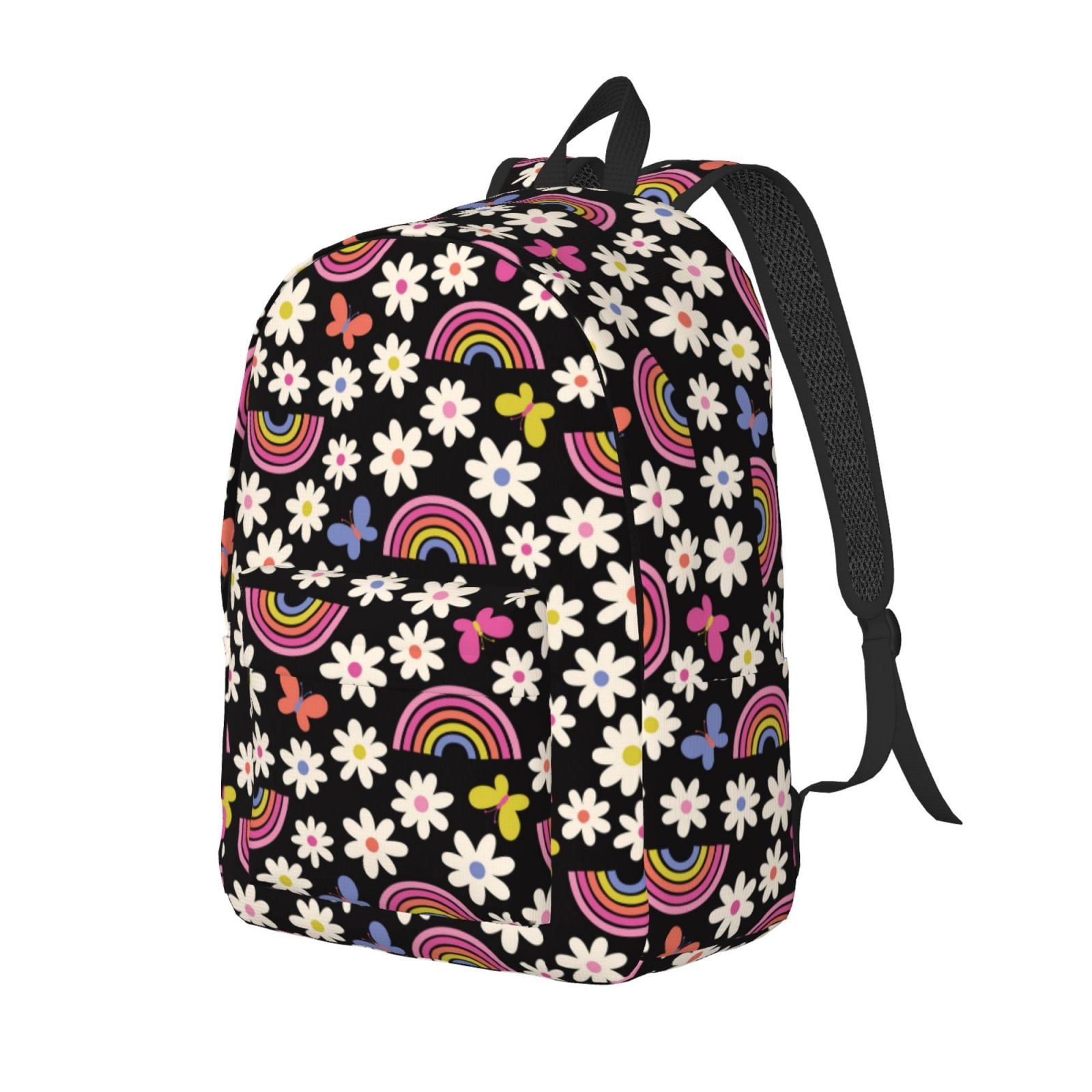Bingfone Rainbow Flowers Print Canvas College Laptop Backpack, Large ...