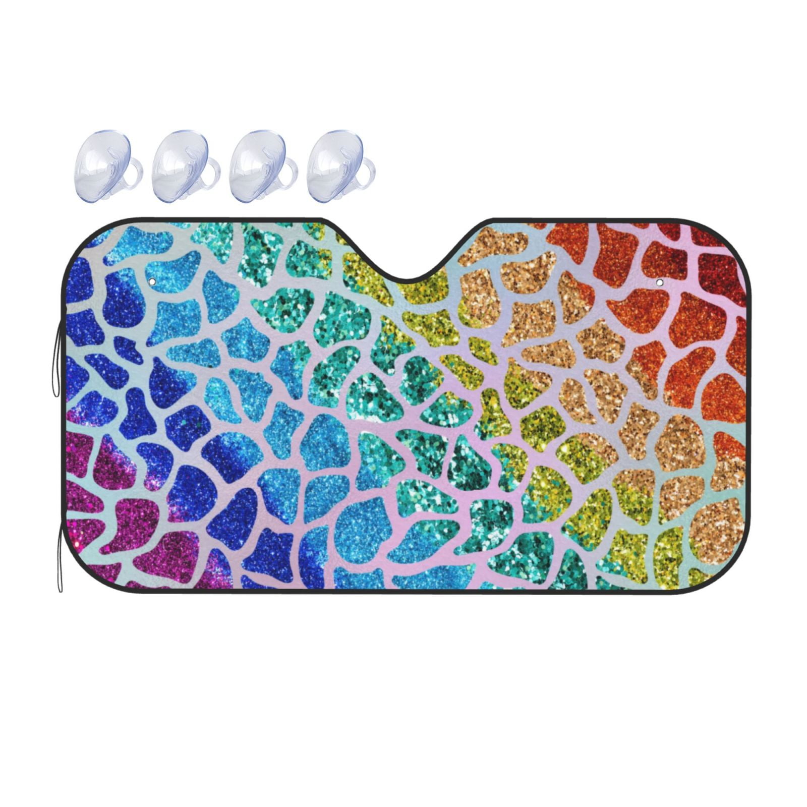 Bingfone Rainbow Glitter Car Windshield Sunshade,Sun Foldable Sun ...